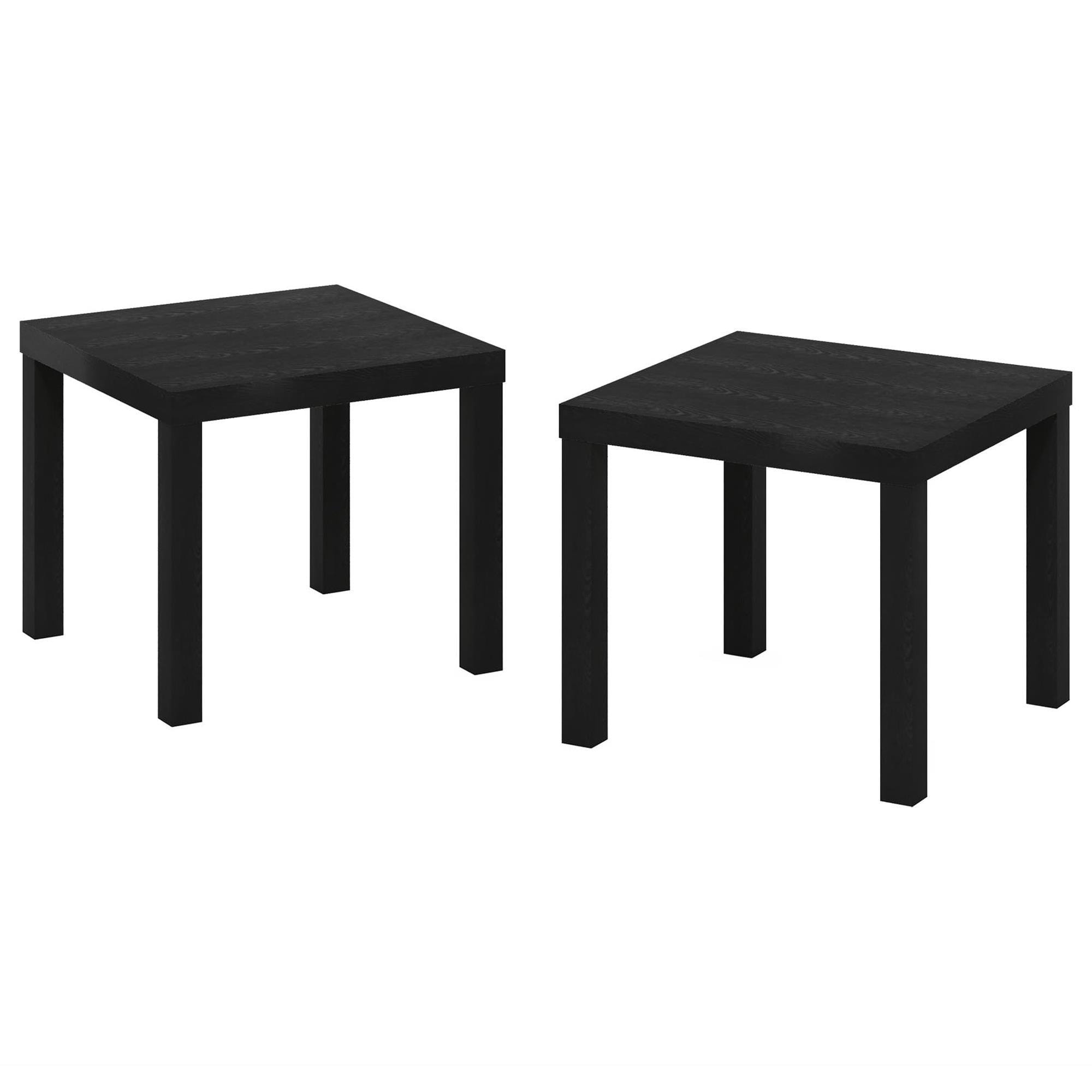 HOMLUX Classic Homey Square End Table in Black (Set of 2)