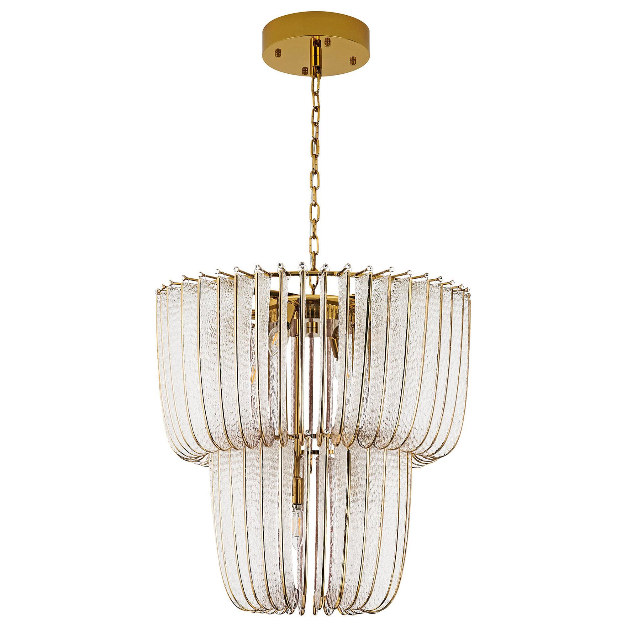 Golden Lighting Shahi 2 Tier 9-Light Chandelier in Titanium Gold