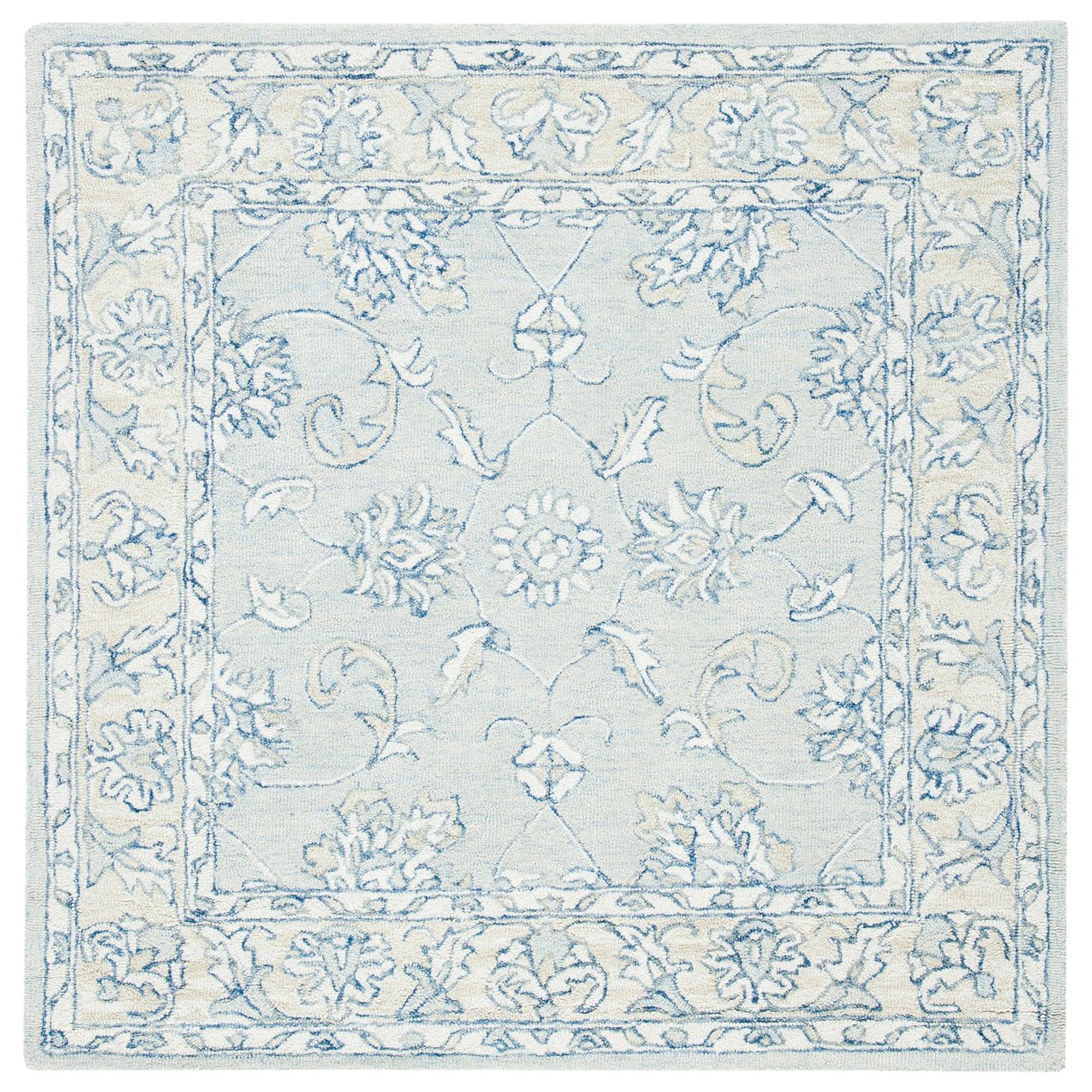 Safavieh Micro-Loop 5' Square Blue and Beige Area Rug | NFM