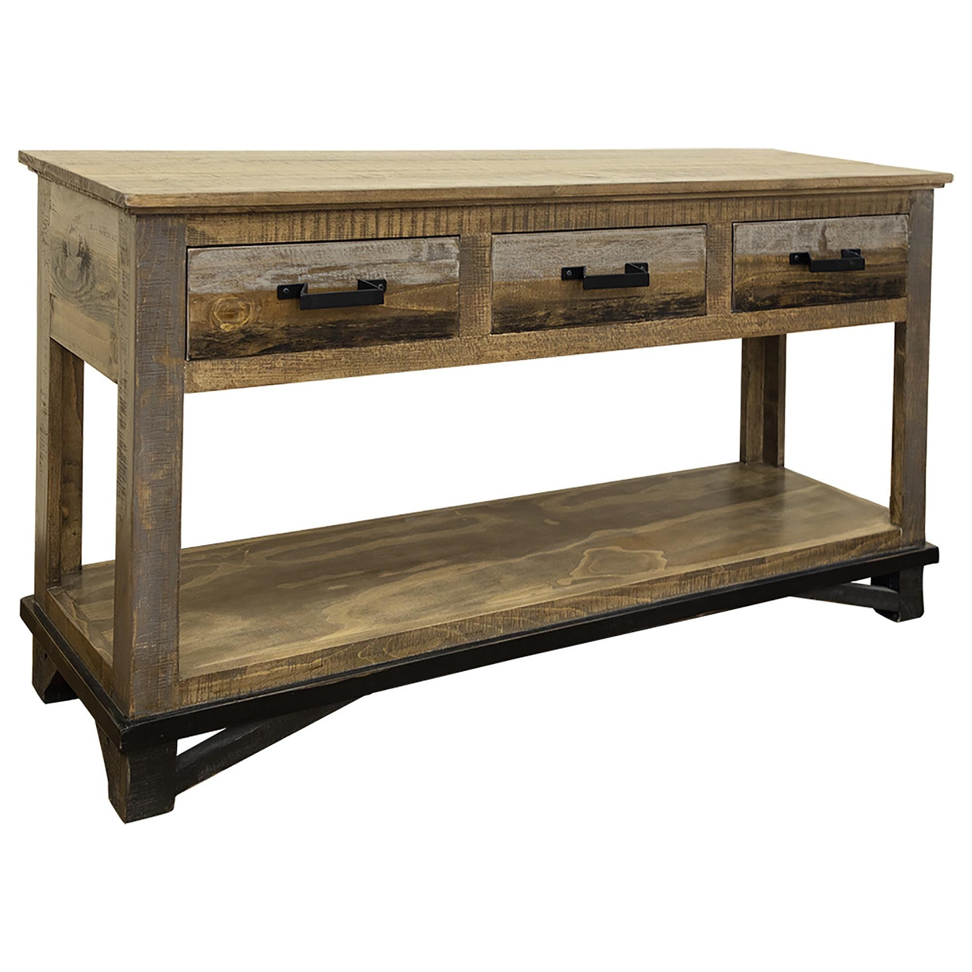 Fallridge Loft 2-Drawer Sofa Table in Gray and Brown