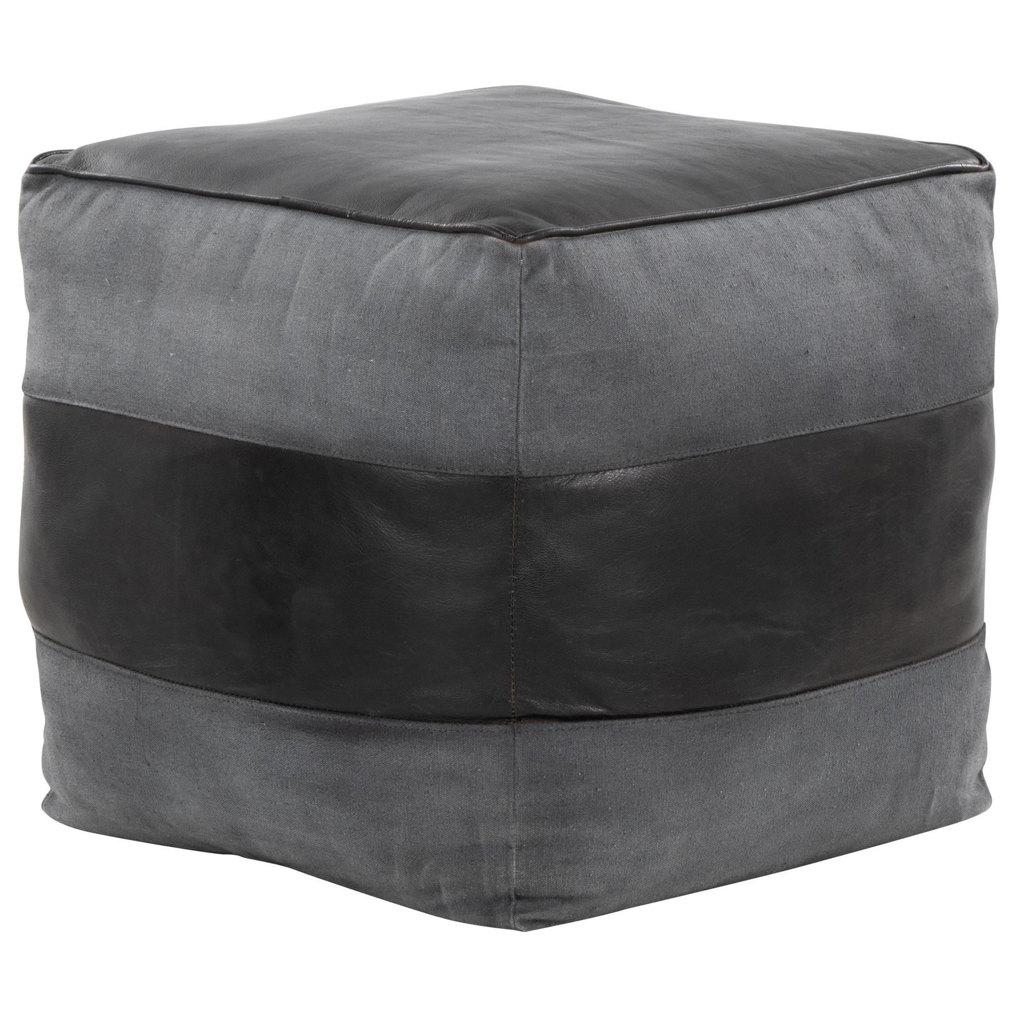 Lumisource Cobber Canvas Pouf in Black and Grey