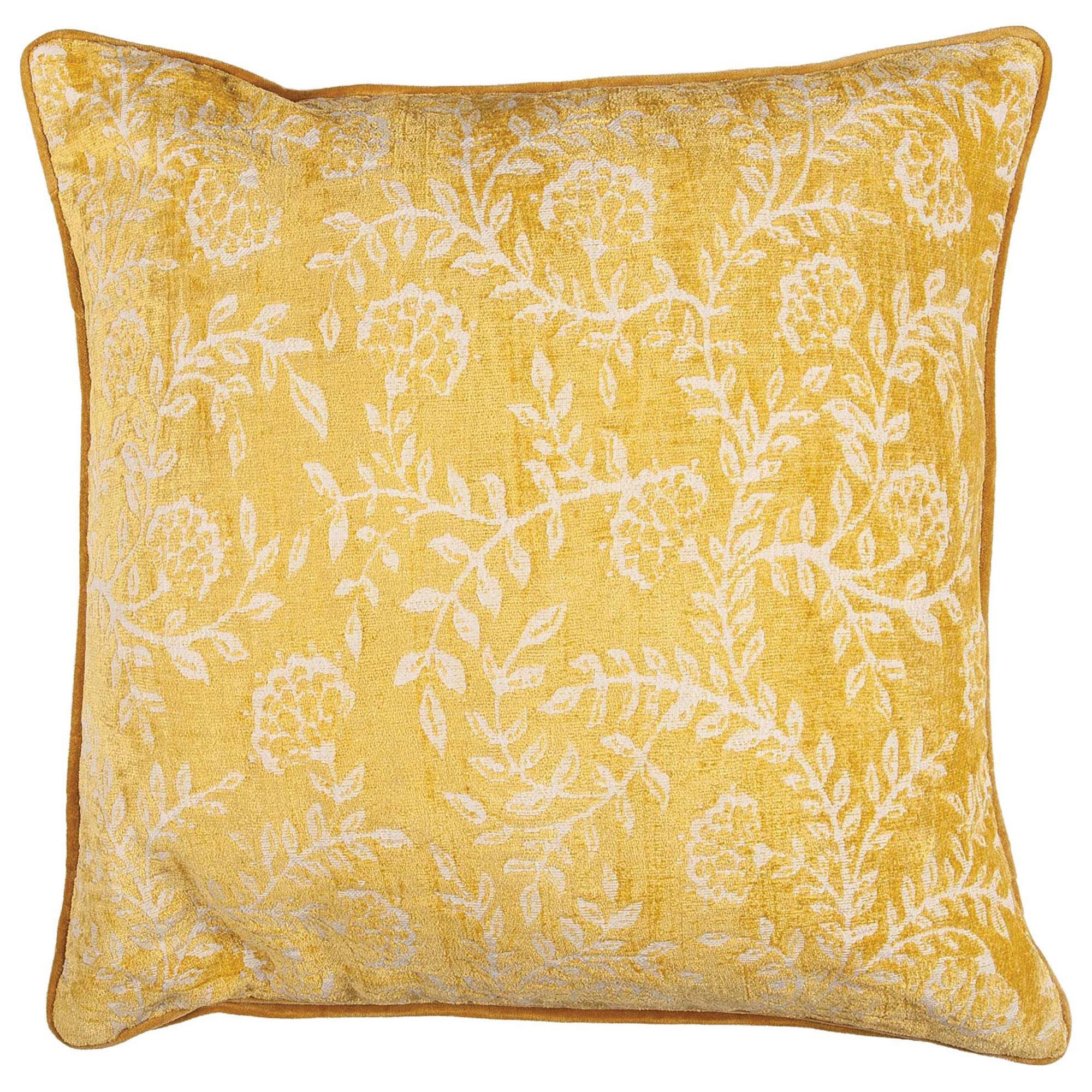 Jeffan International Isadora 20" x 20" Jacquard Throw Pillow in Yellow ...