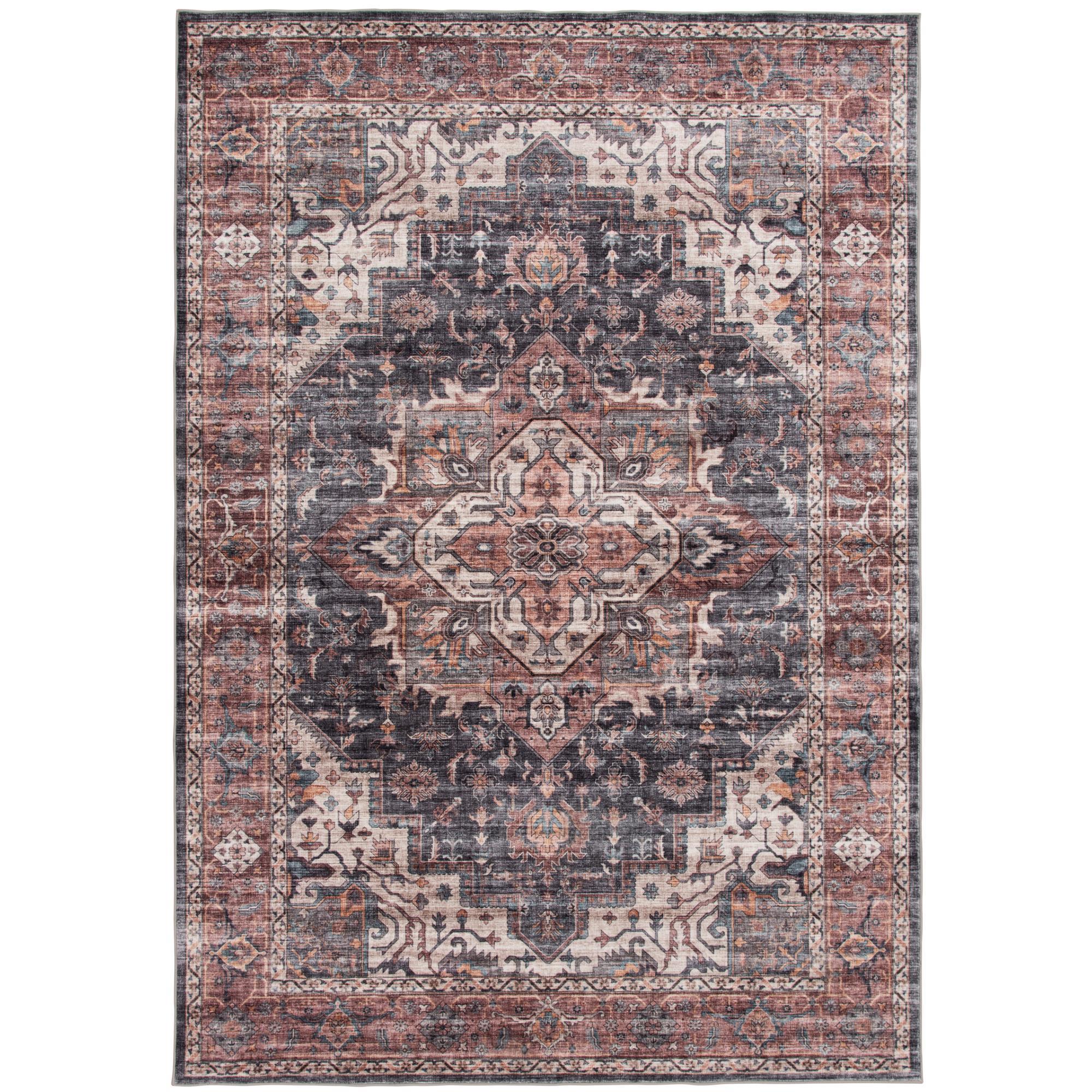 Central Oriental Rugease Chantal 5' x 7' Rust and Dark Grey Area Rug