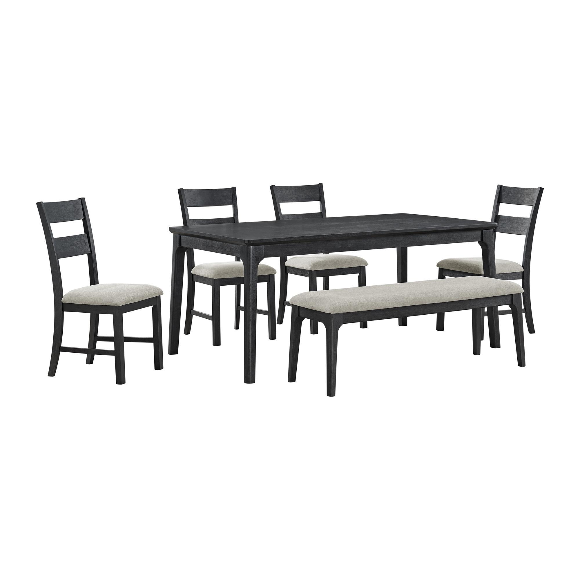 Mayberry Hill Garcia 6-Piece Dining Set with Bench in Black