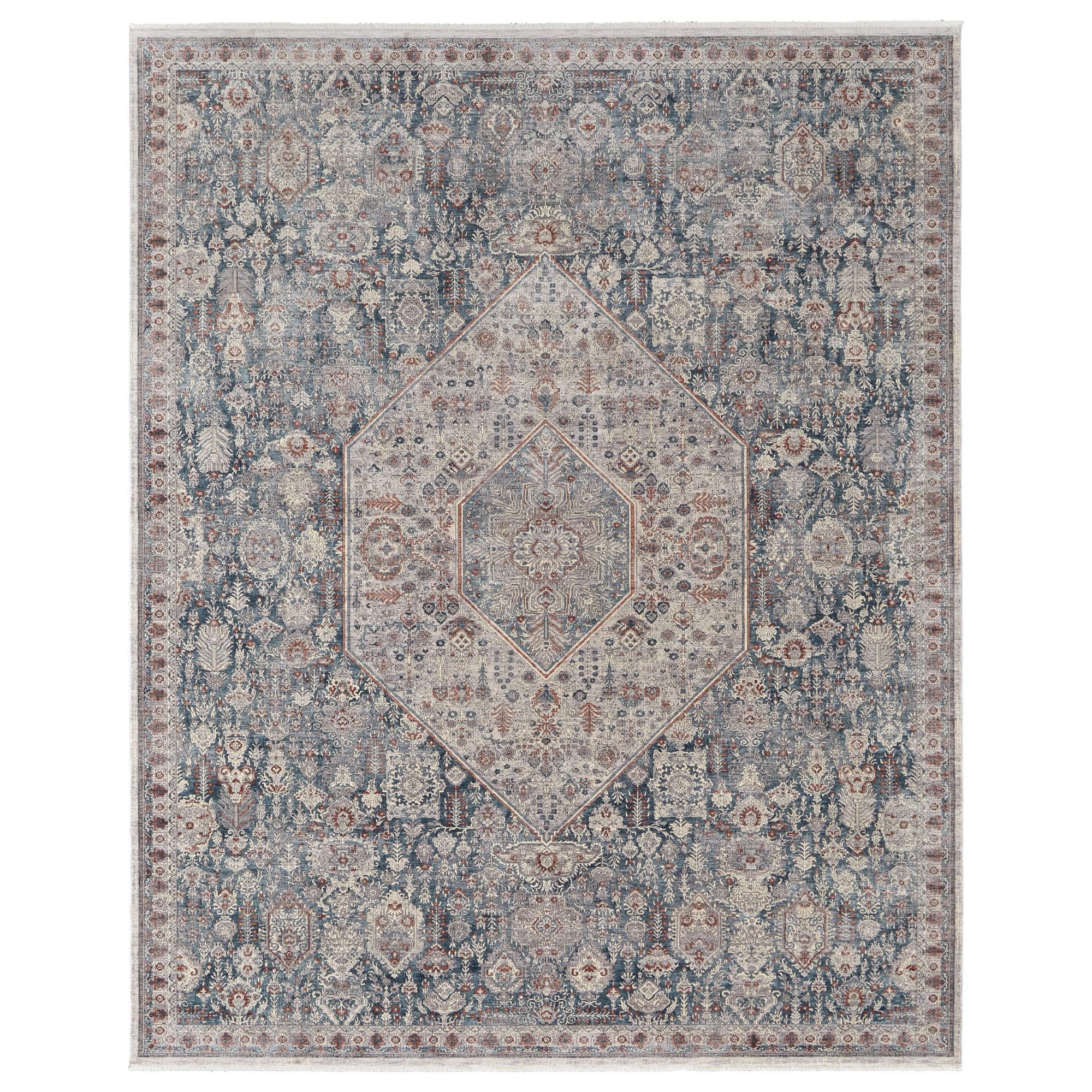 Feizy Marquette 2'8" x 12' Blue and Gray Runner