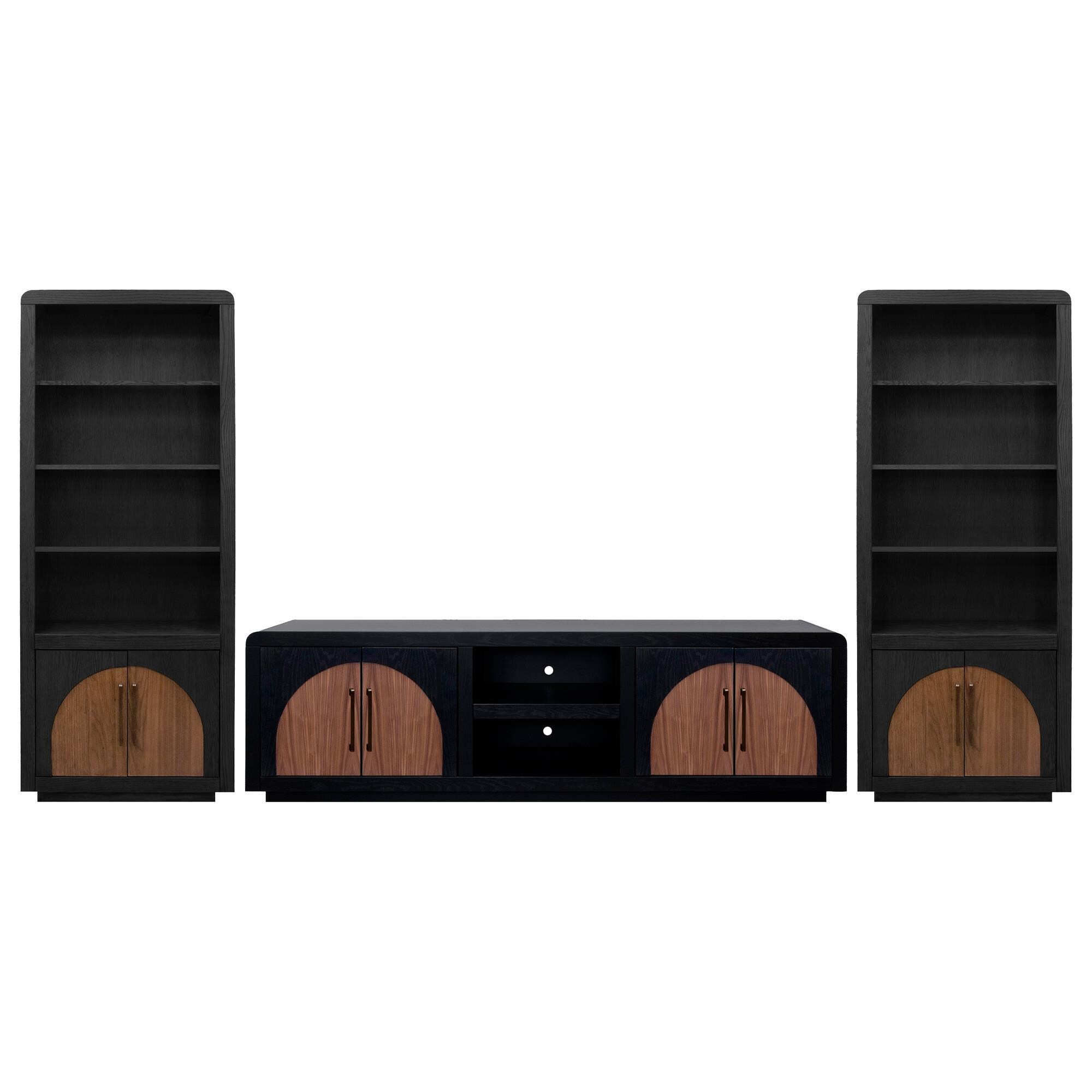 Legends Home Eclipse 92" TV Stand with Two Bookcase Piers in Clove and ...