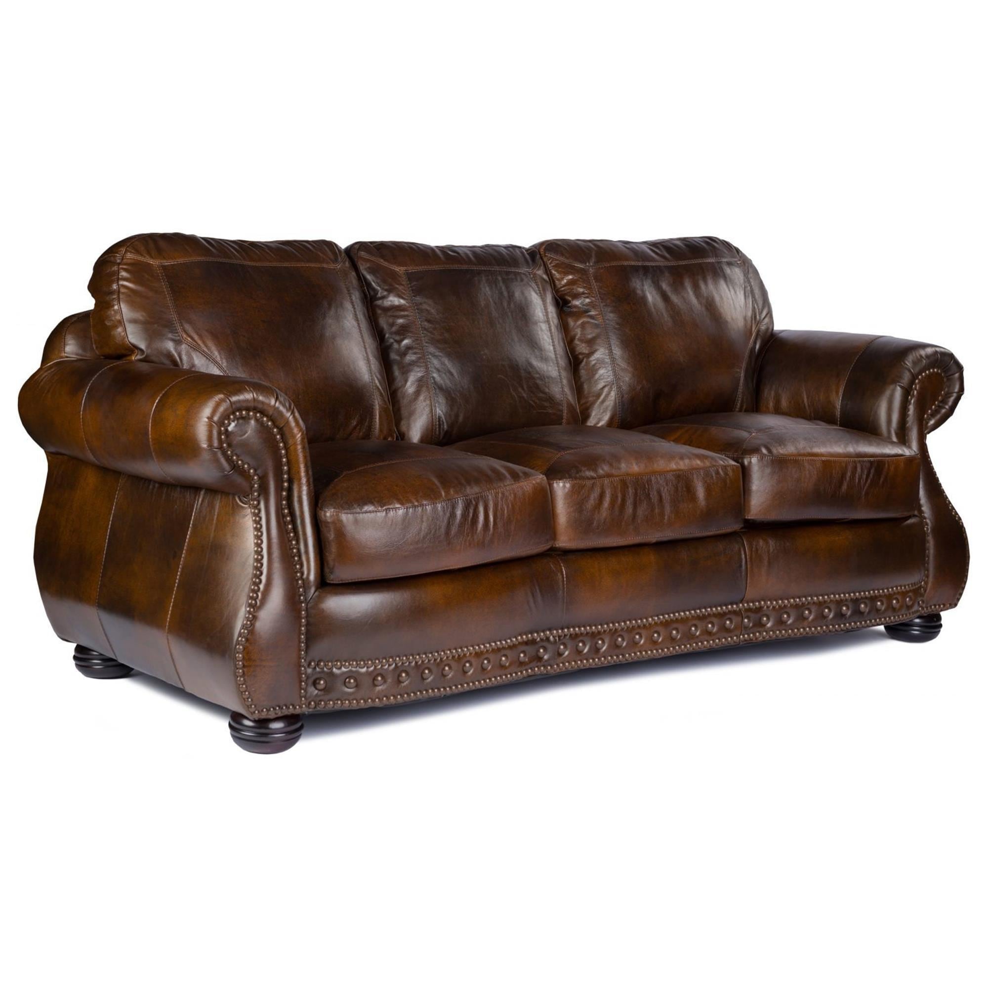 USA Premium Leather Stationary Sofa in Chesterfield Cowboy