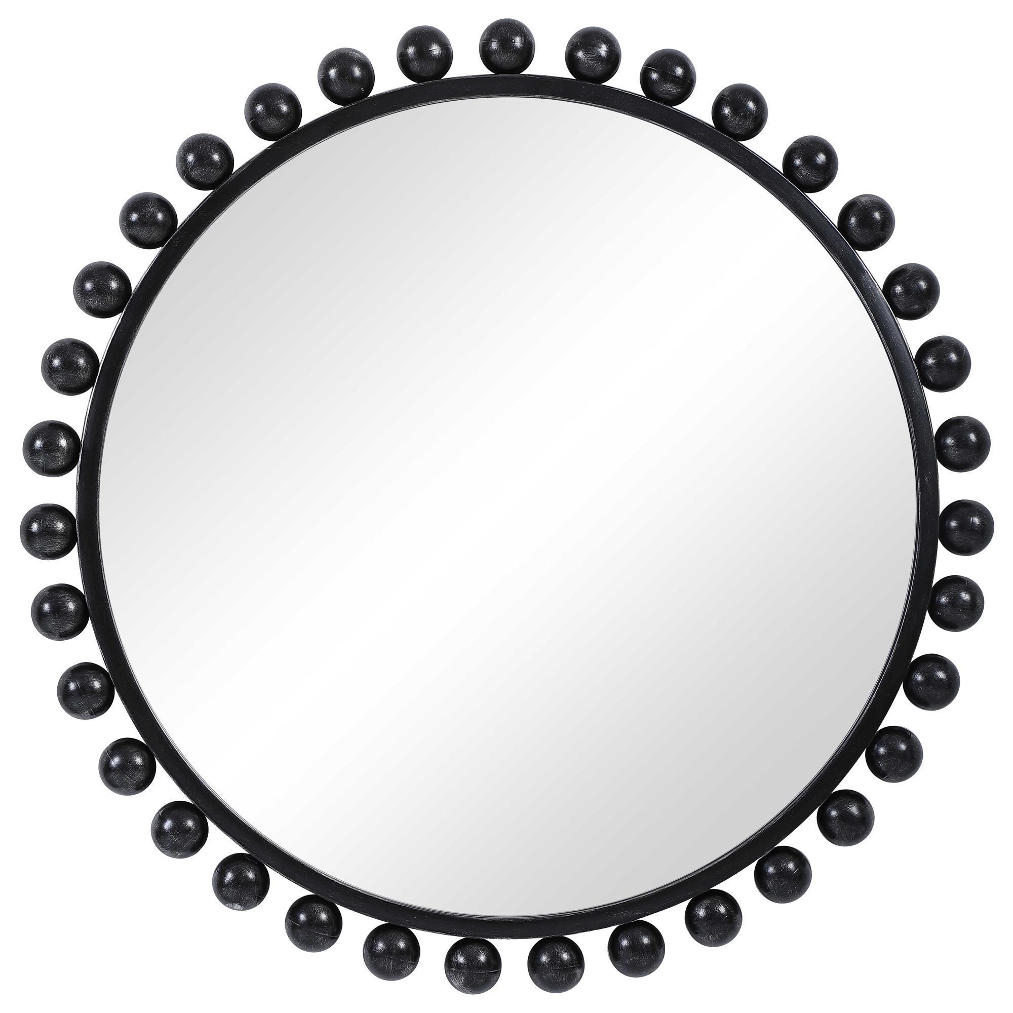 Uttermost Cyra Round Accent Wall Mirror in Distressed Black