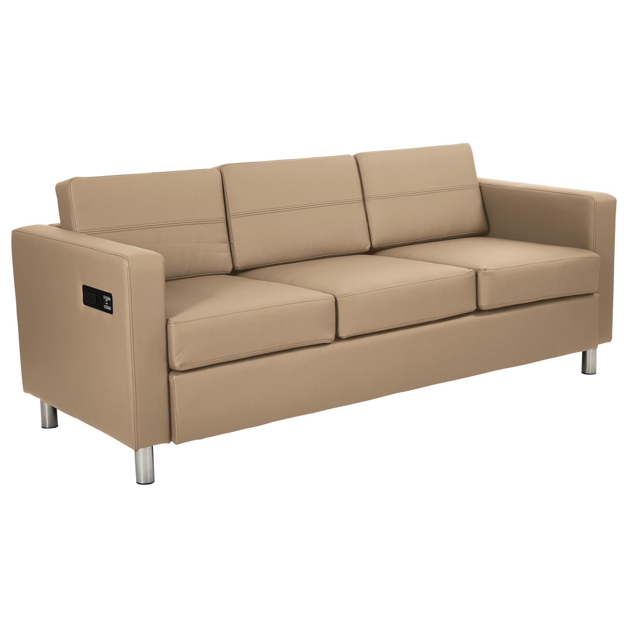 OSP Home Atlantic Stationary Sofa with Charging Station in Dillon Buff