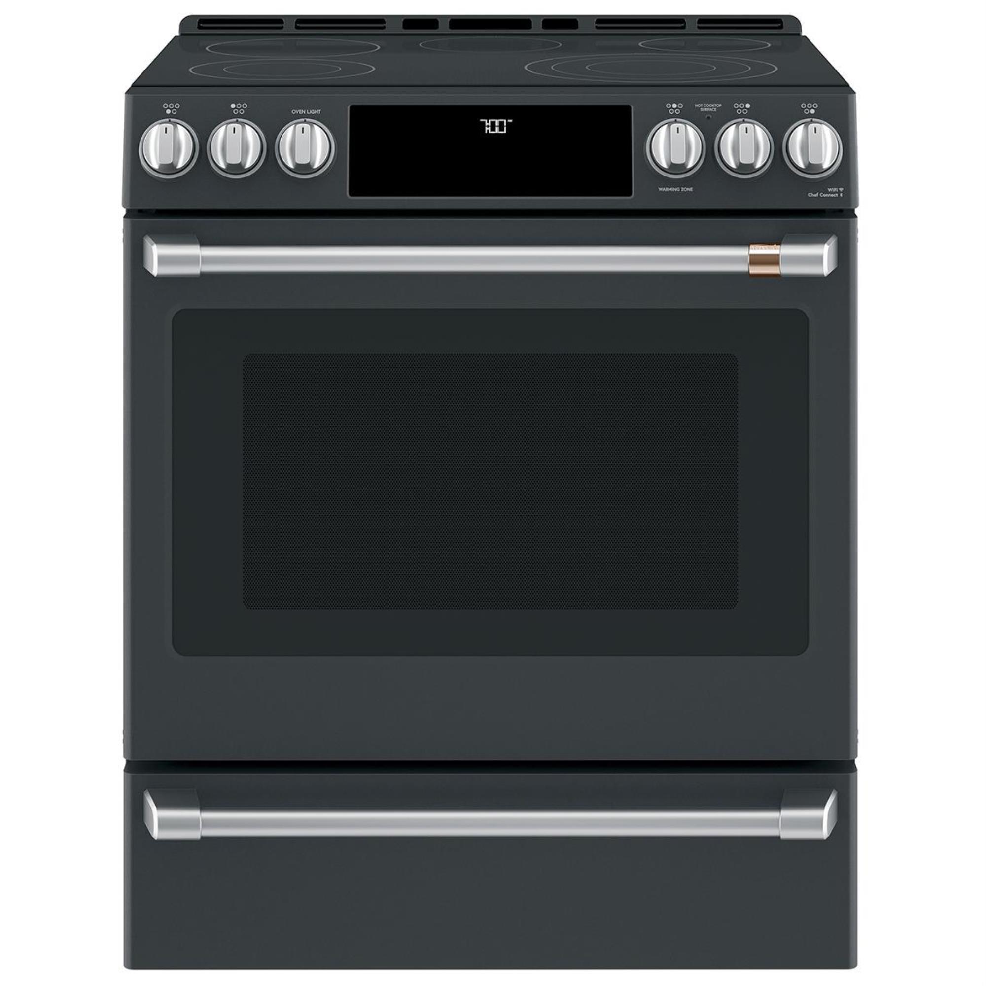 Cafe 30" Slide-In Electric Convection Range in Matte Black | Shop NFM