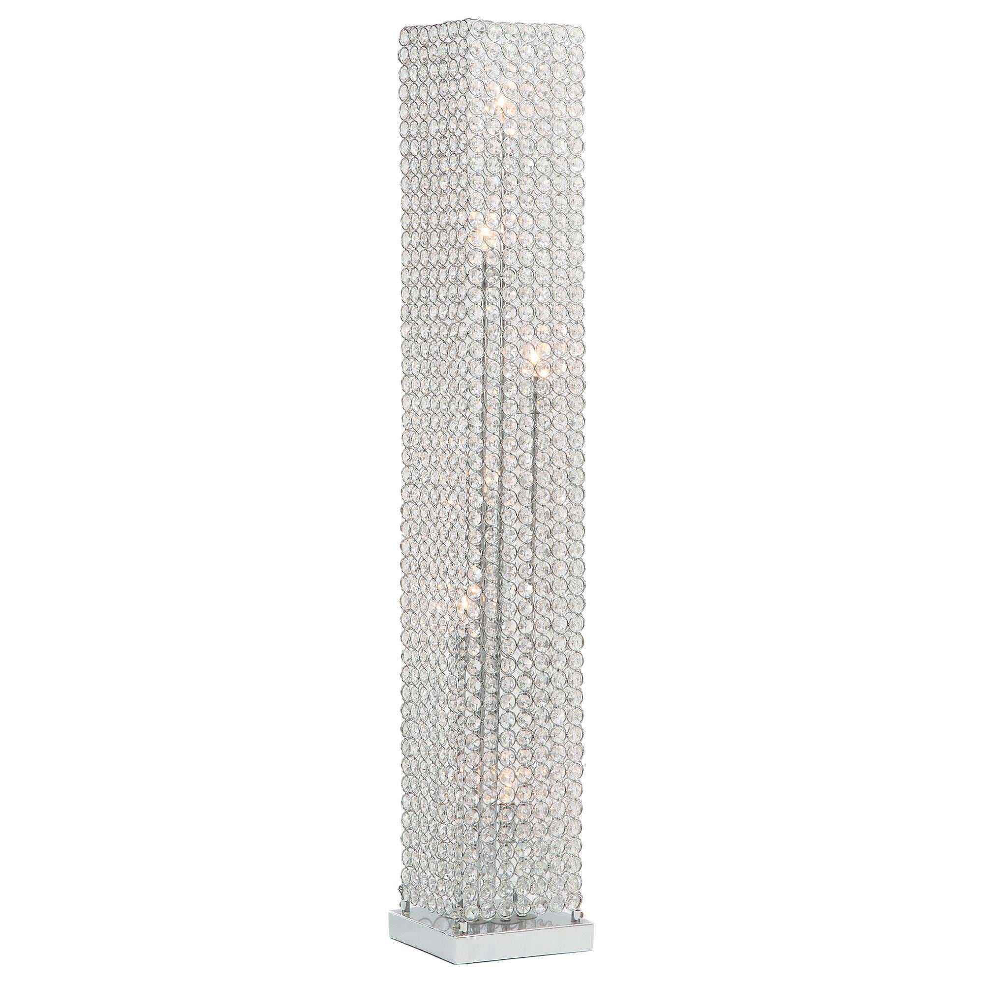 Anthony California 49" Crystal Tower Floor Lamp in Chrome