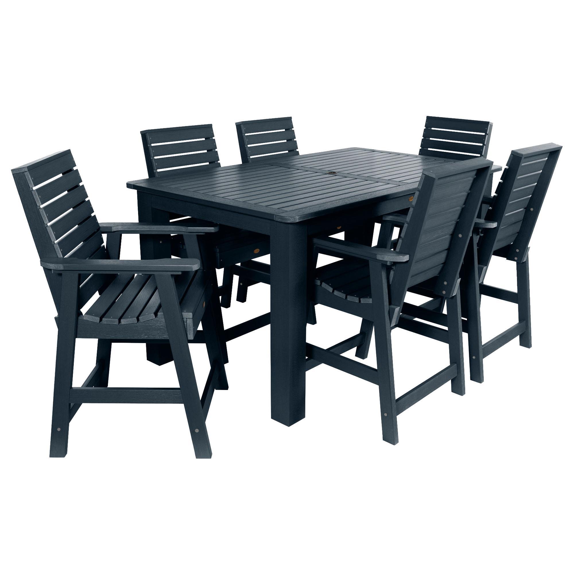 Highwood USA Weatherly 7-Piece 72" Patio Counter Height Dining Set in ...