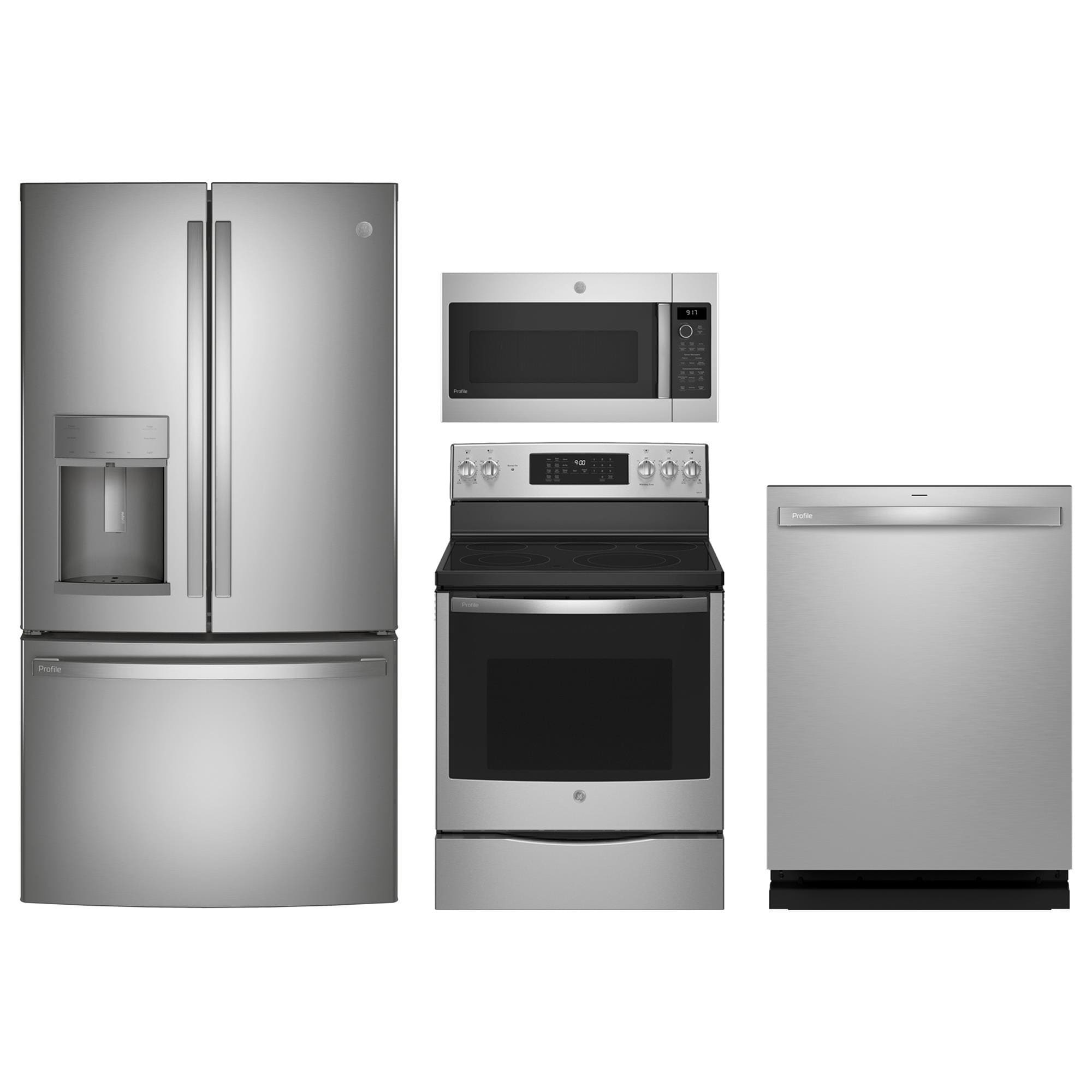 GE Profile 4-Piece Kitchen Package with 27.7 Cu. Ft. French Door ...