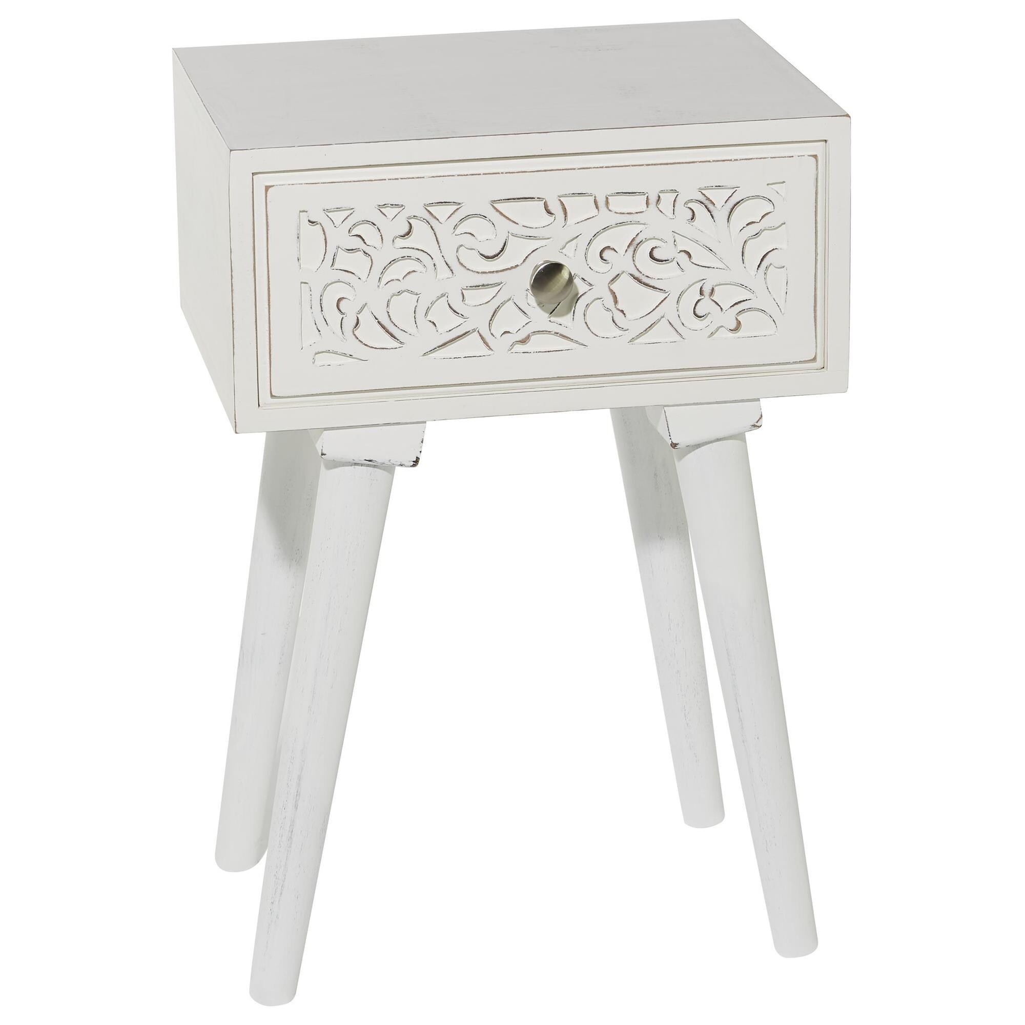 Maple and Jade Intricately Carved Single Drawer Scroll Accent End Table ...