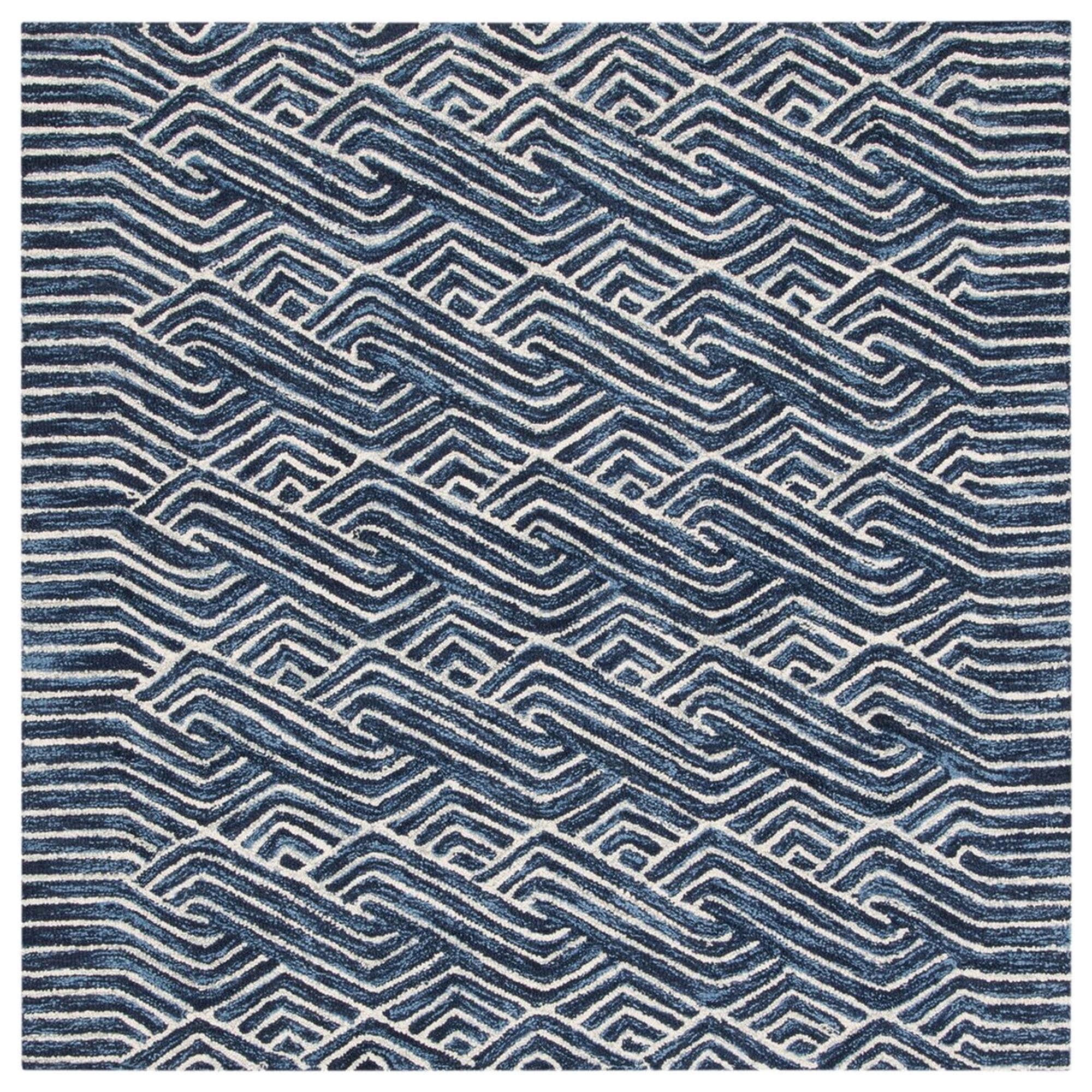 Safavieh Micro-Loop 5' Square Dark Blue and Ivory Area Rug | NFM