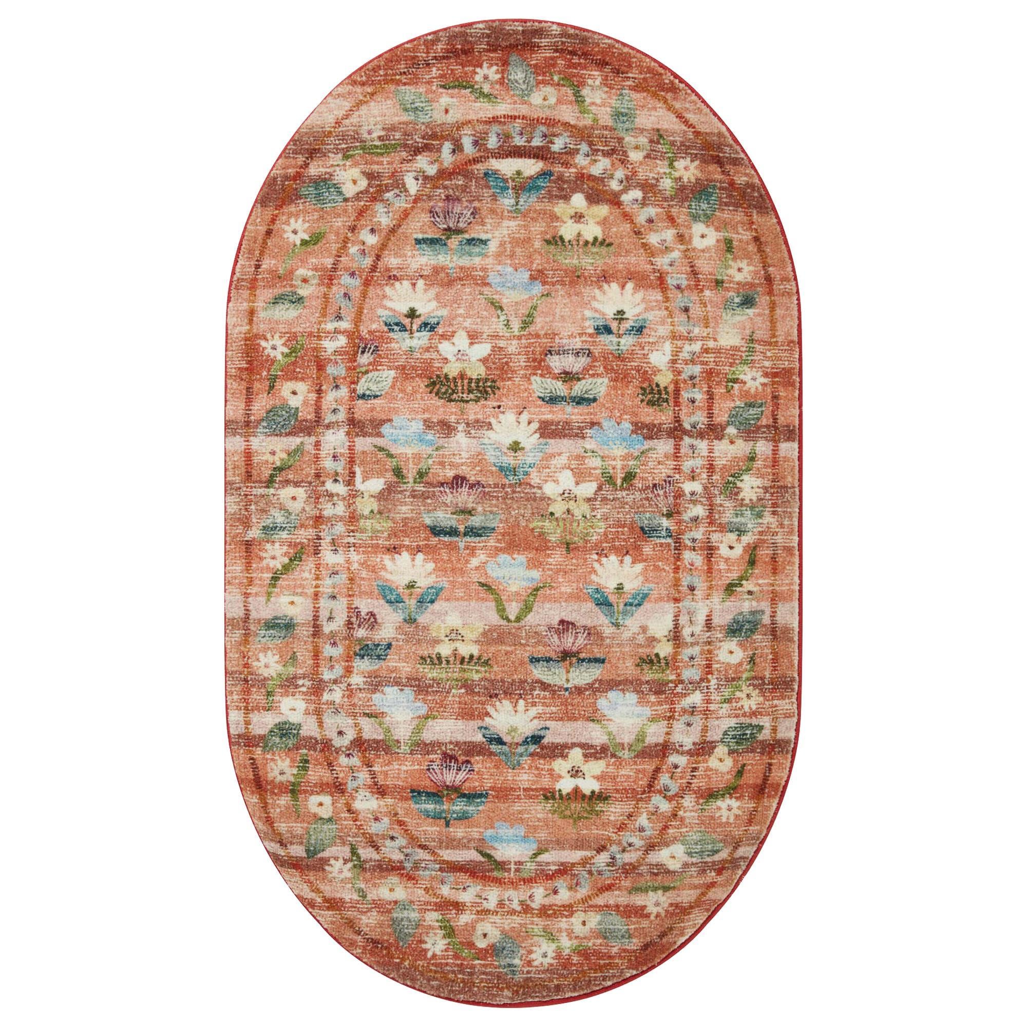 Rifle Paper Co. x Loloi Courtyard 2'3" x 3'9" Oval Hadley Terracotta ...