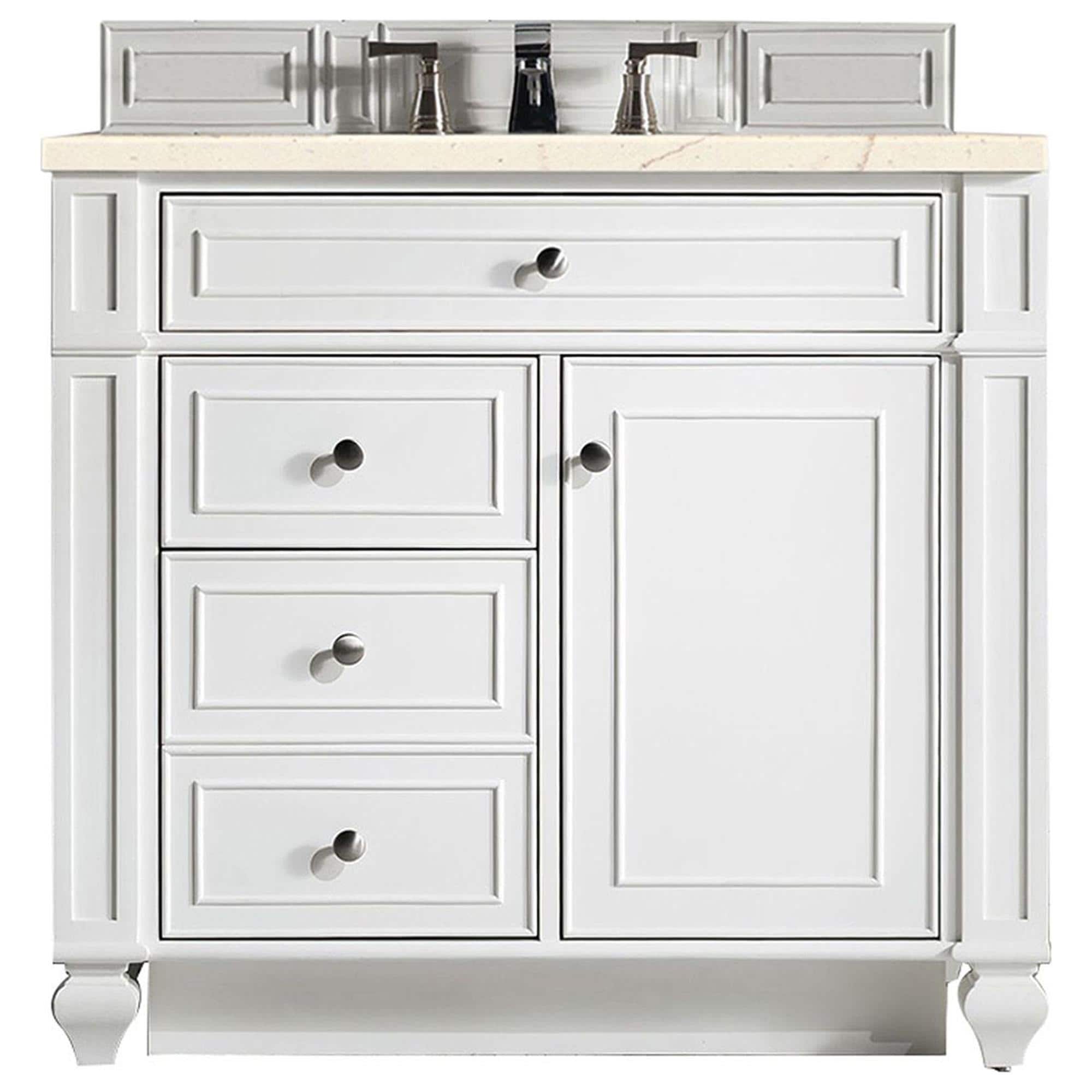 James Martin Vanities Bristol 36" Single Bathroom Vanity in Bright White with 3 cm Eternal ...
