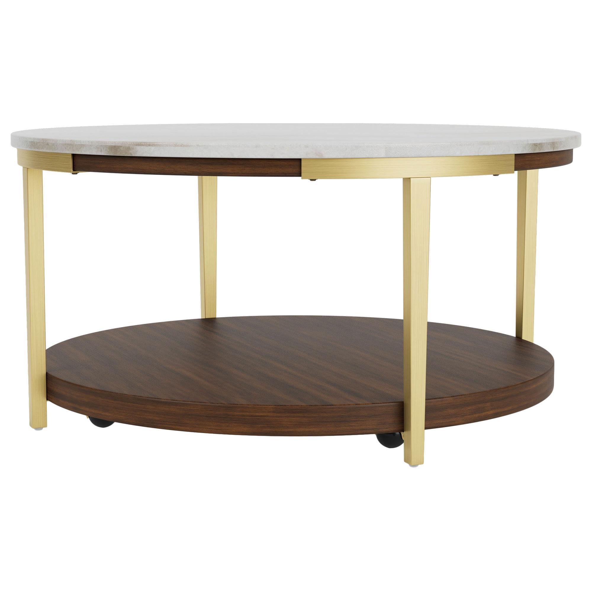 Riverside Furniture Emery Round Cocktail Table in Smoked Cherry and Bronze