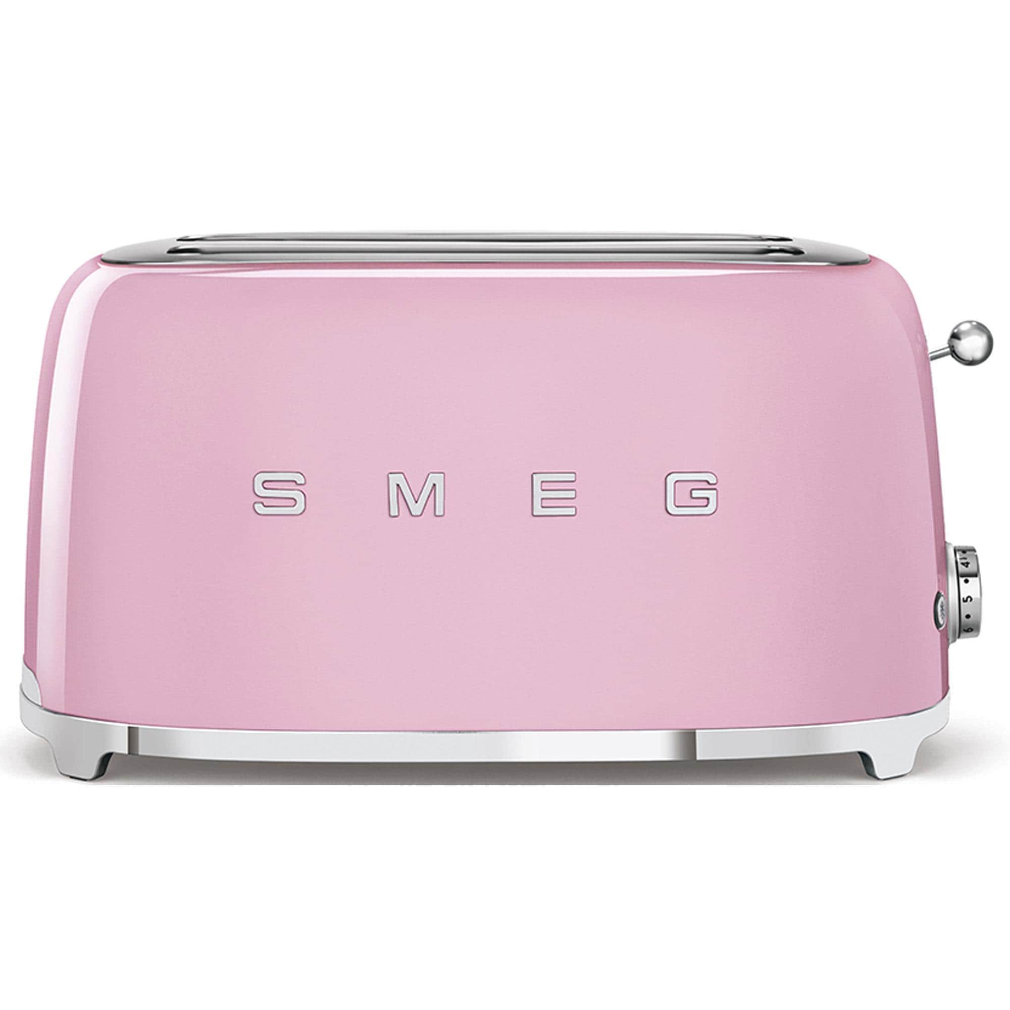 SMEG 4-Slice Retro Style Toaster in Pink and Stainless Steel
