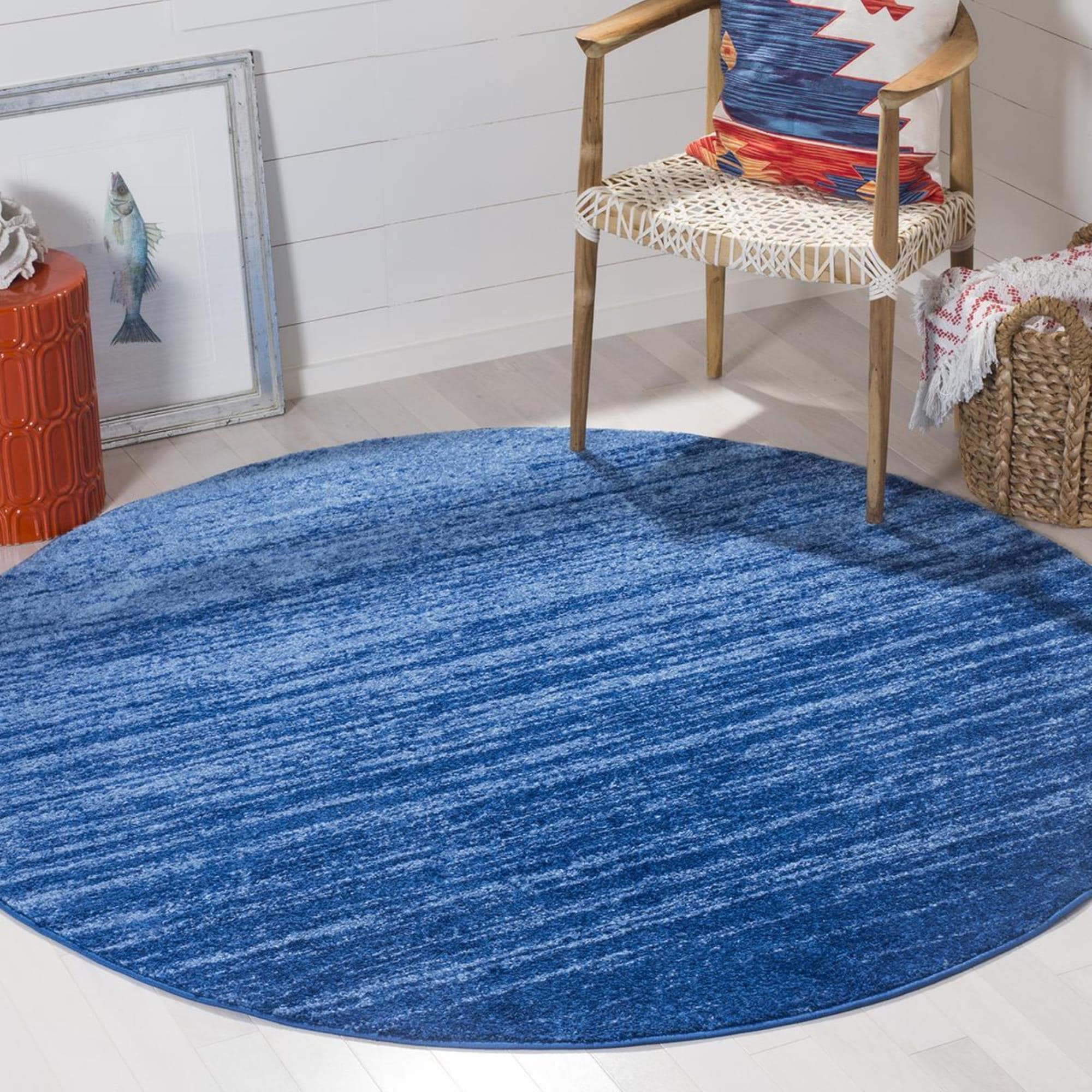 Safavieh Adirondack ADR113F-6R 6' x 6' Light Blue/Dark Blue Round Rug