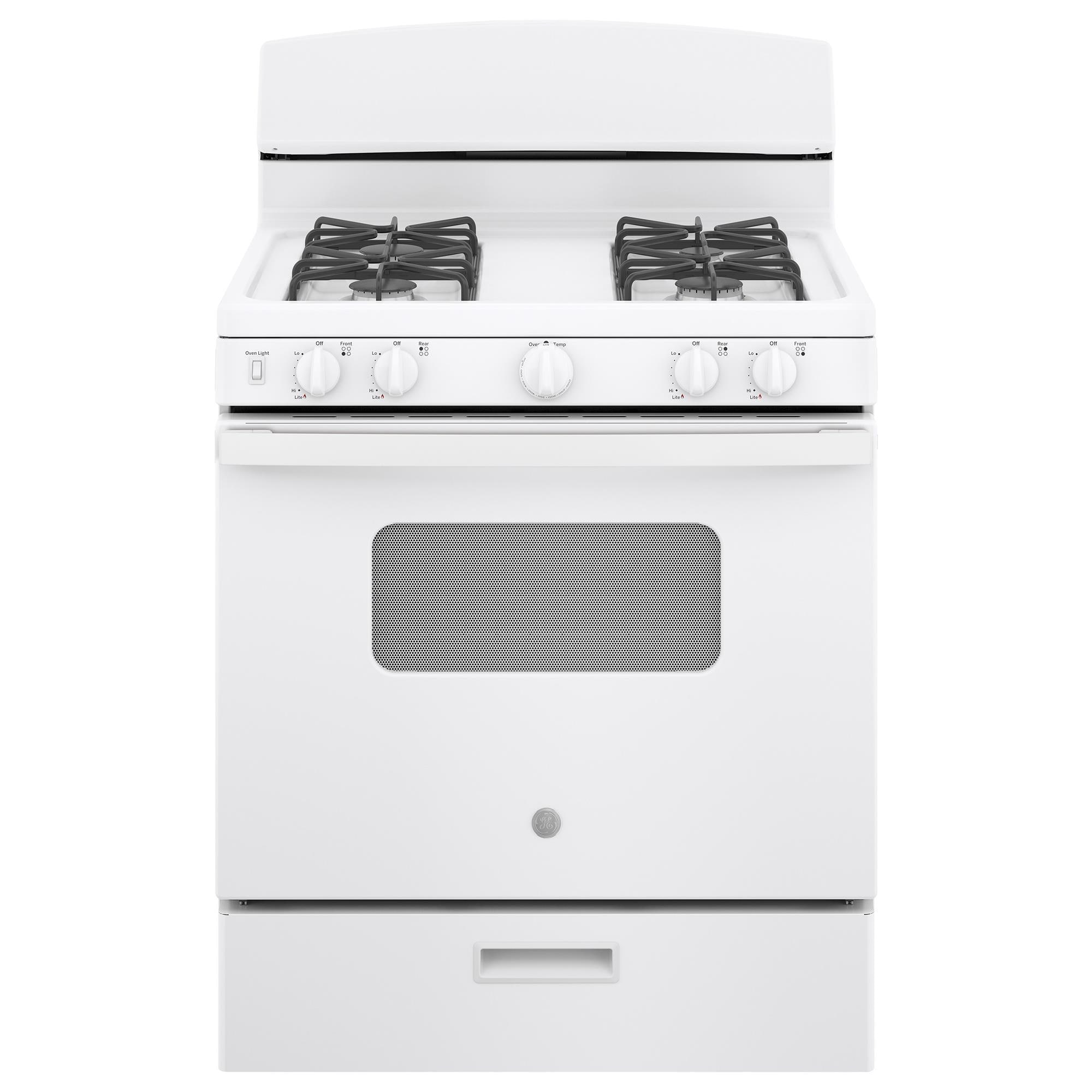GE Appliances 30" Freestanding Front Control Gas Range in White