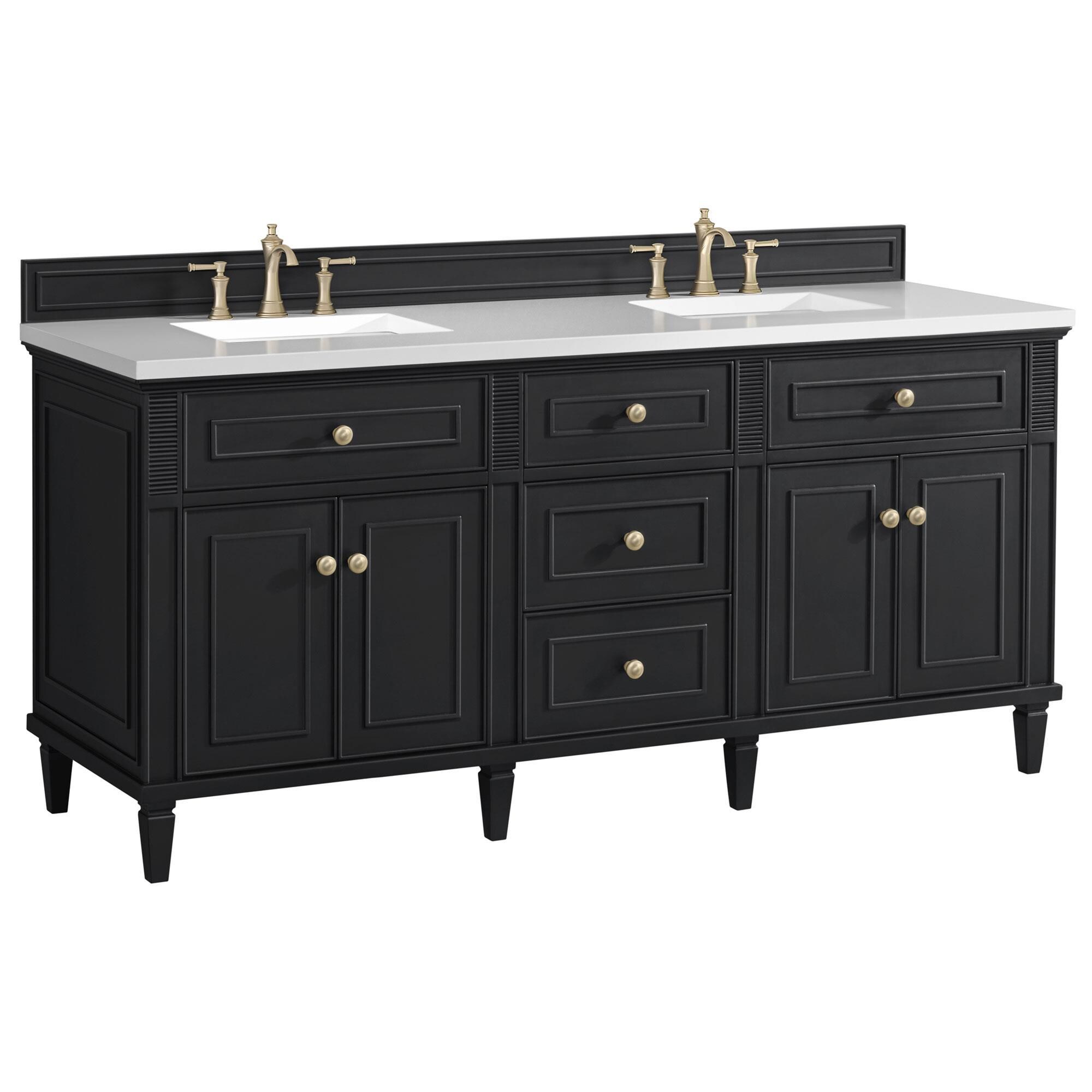 James Martin Vanities Lorelai 72" Double Vanity in Black Onyx with ...
