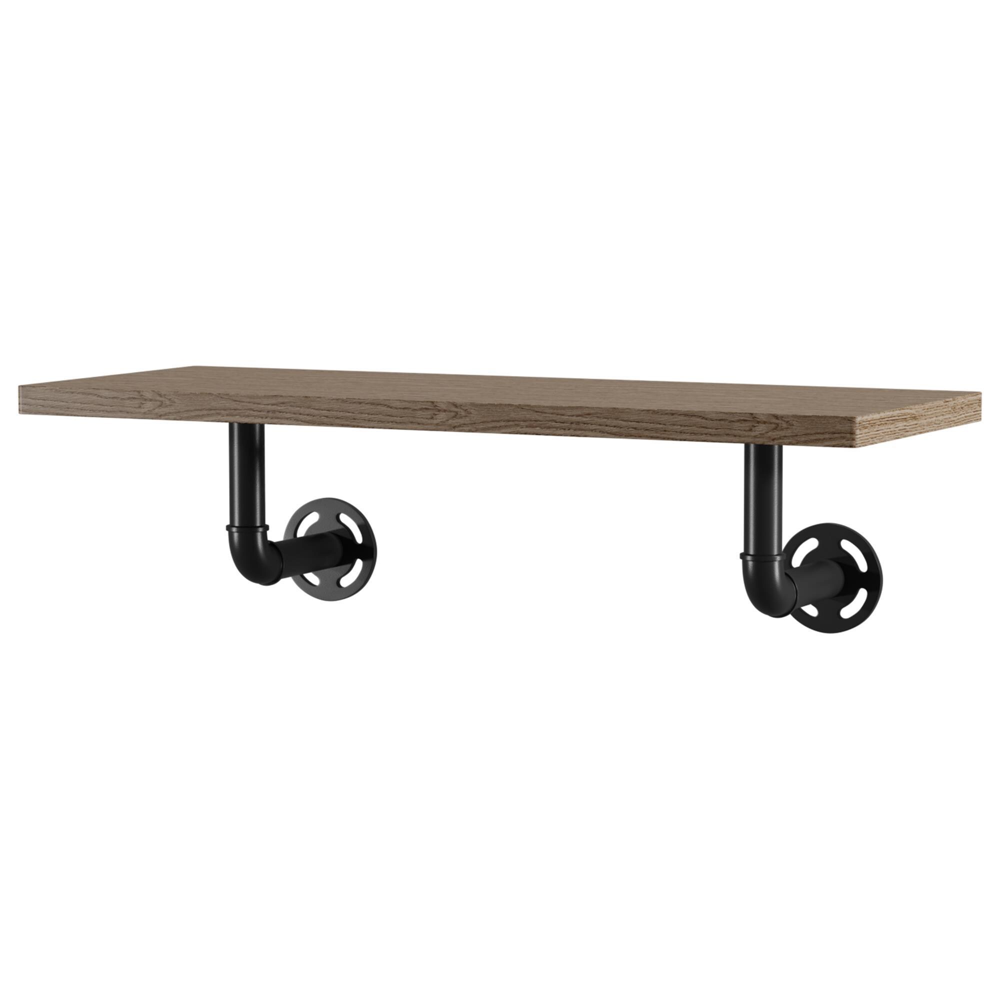 Furniture of America Desai 1-Tier Wall Shelf in Natural and Black | NFM