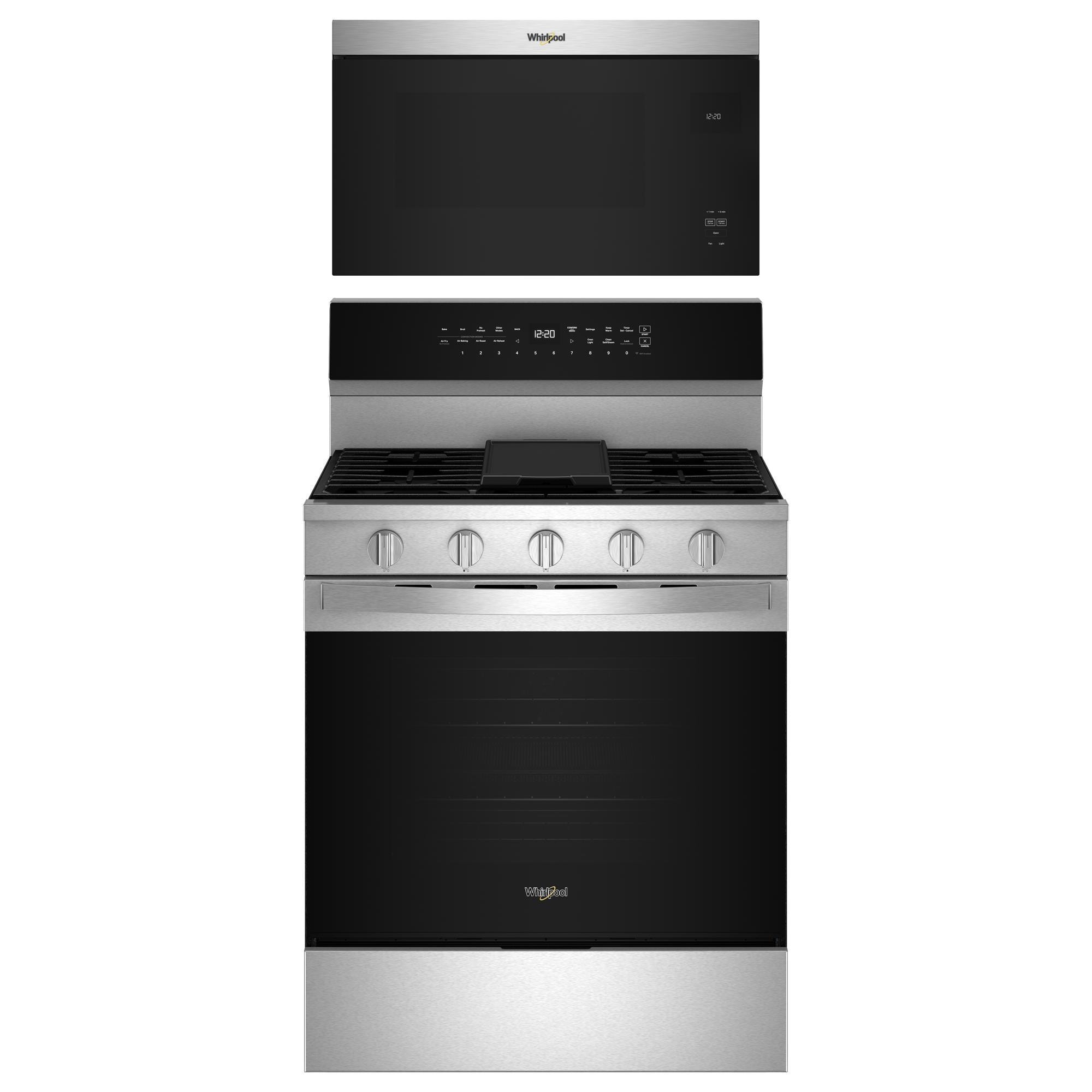 Whirlpool 2pc Kitchen Package with 30-inch Smart Gas Range with Air ...