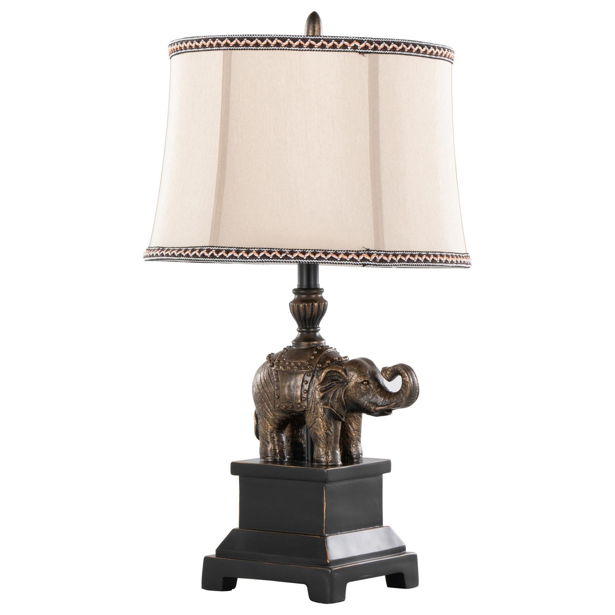 Grandview Gallery Elephant Polyresin Table Lamp in Bronze