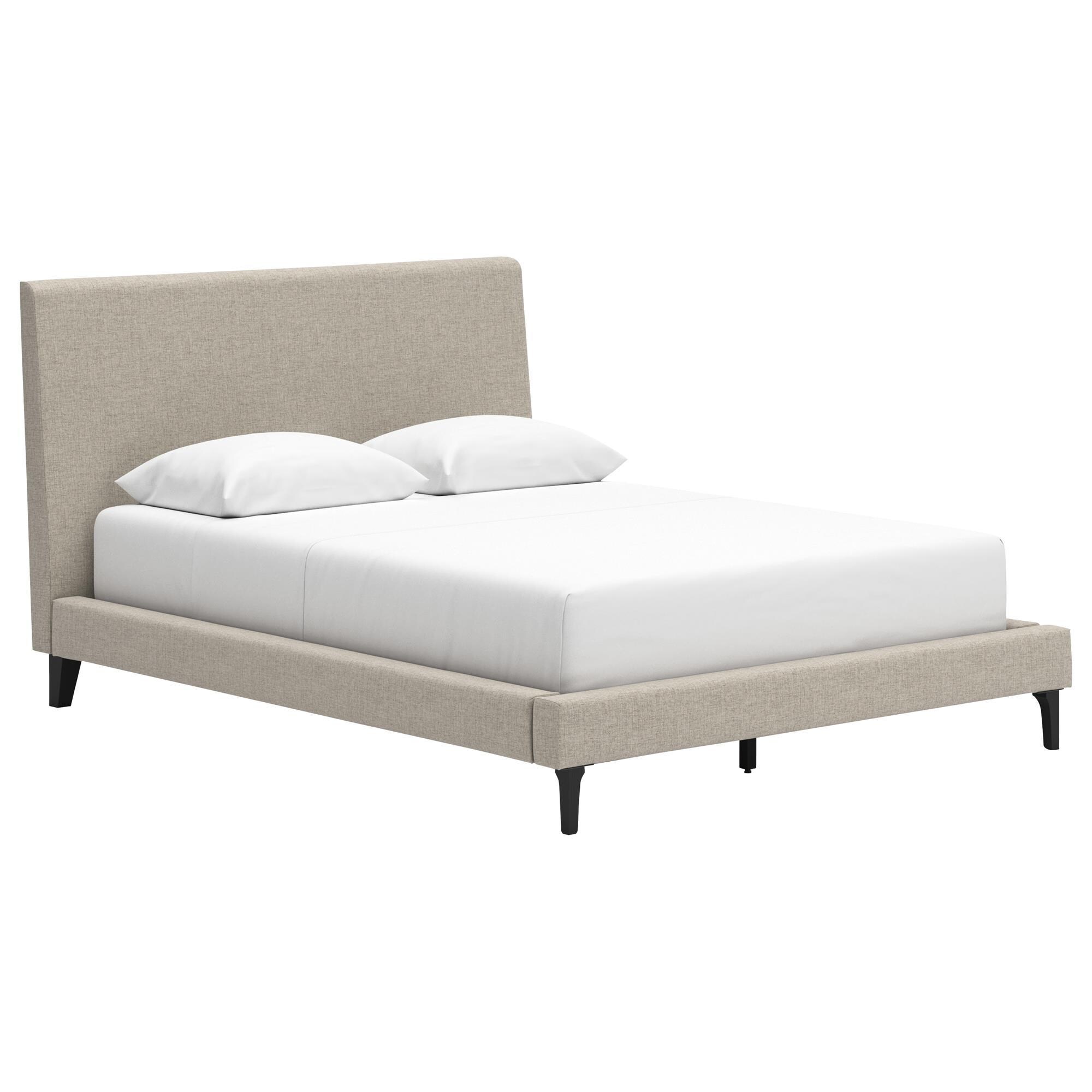 Ashley Cielden Queen Upholstered Platform Bed with Roll Slats in Tan