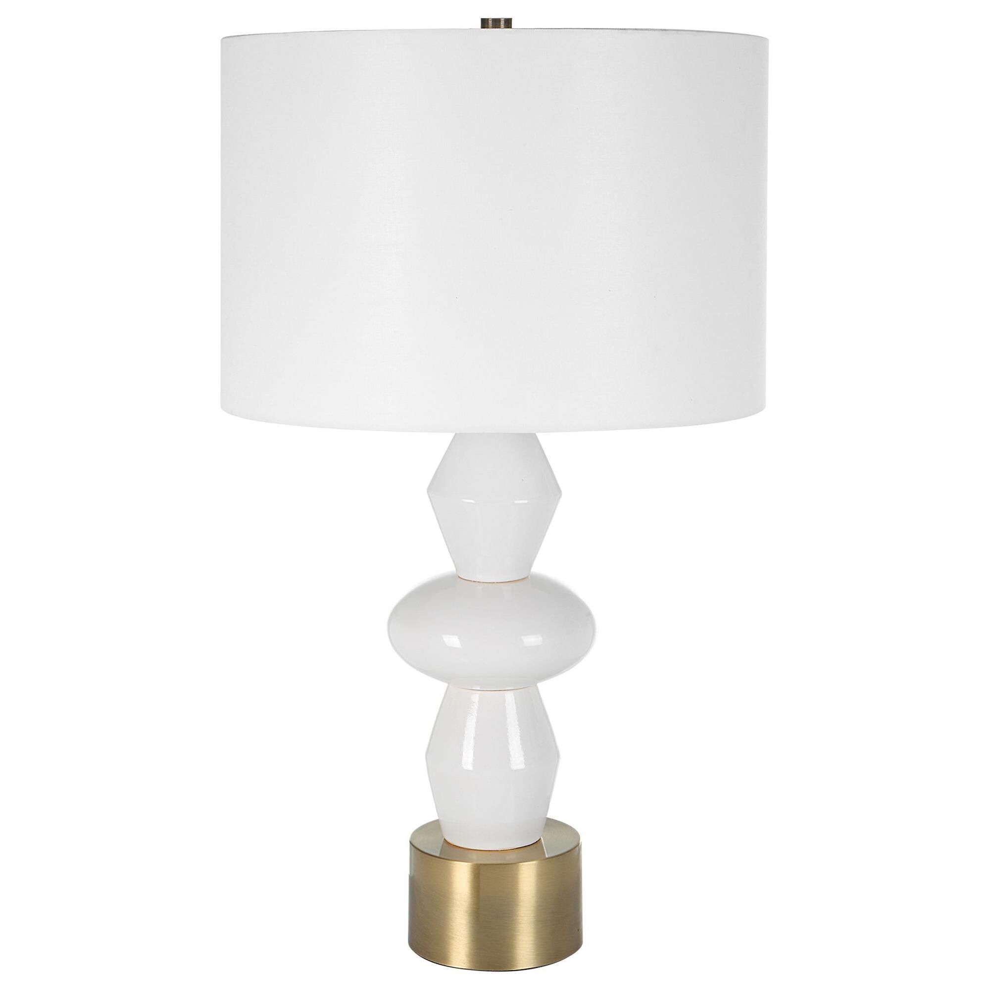 Uttermost Architect Table Lamp in White and Antique Brushed Brass
