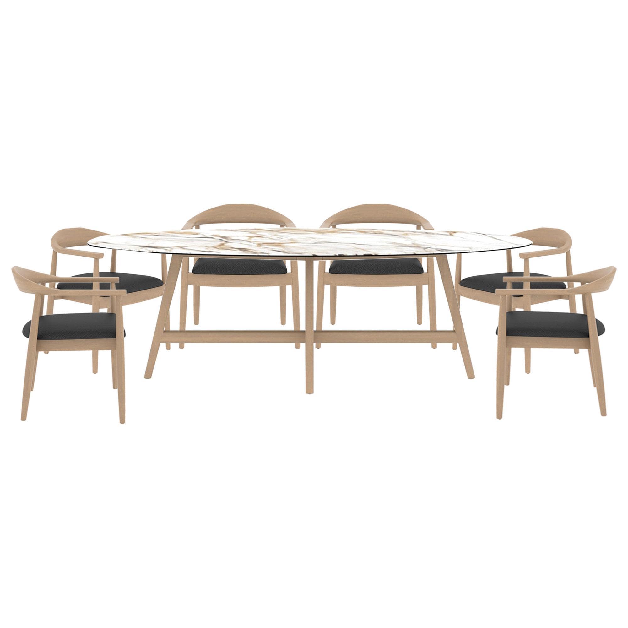 Canadel Downtown 7-Piece Oval Dining Set in Shell and Caramel Washed