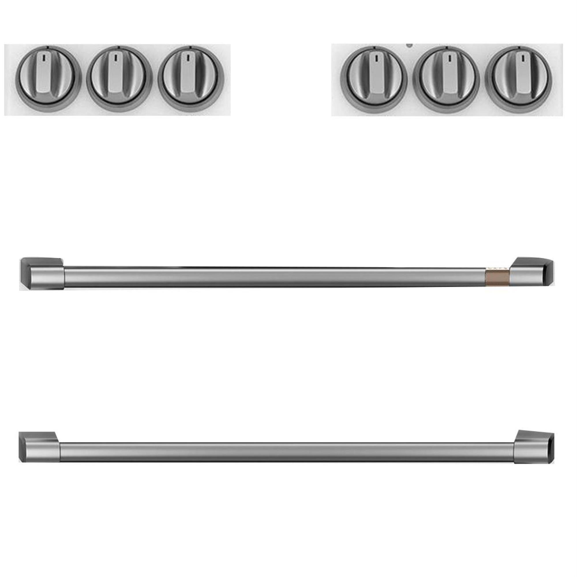 GE Cafe Handle and Knob Kit for Electric Range in Brushed Stainless ...