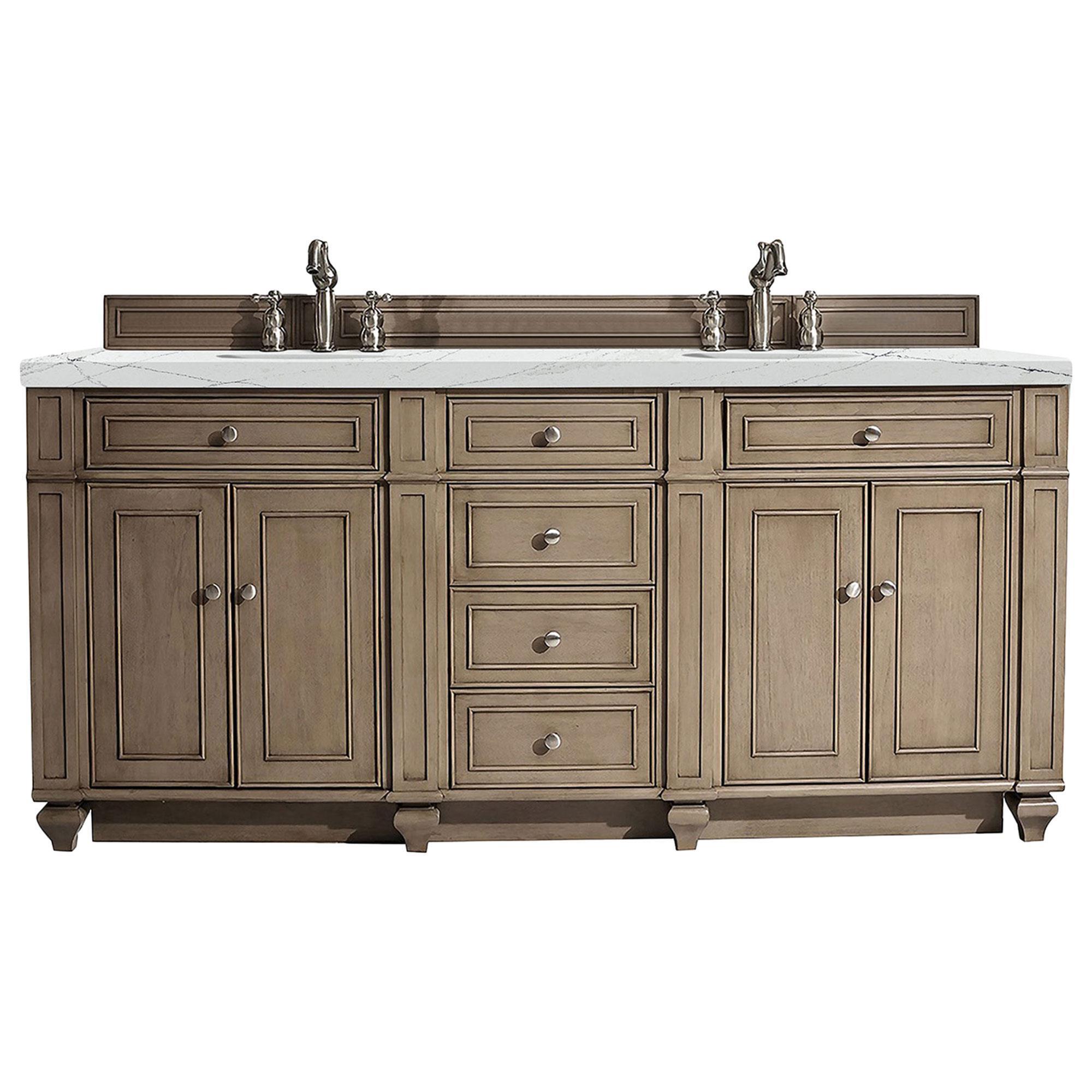 James Martin Bristol 72" Double Bathroom Vanity in Whitewashed Walnut ...