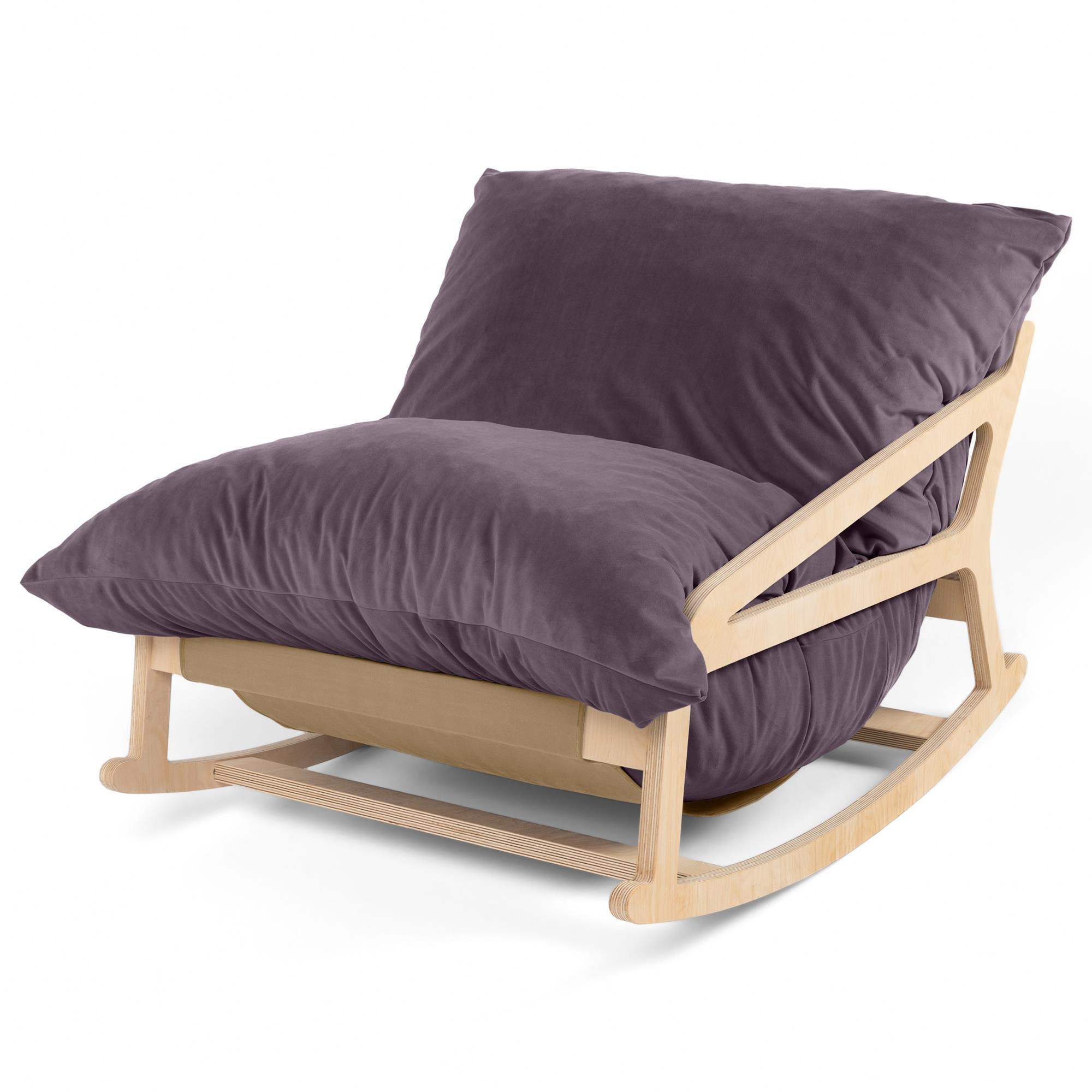 Jaxx Saxx Lush Velvet Bean Bag Rocking Chair in Purple