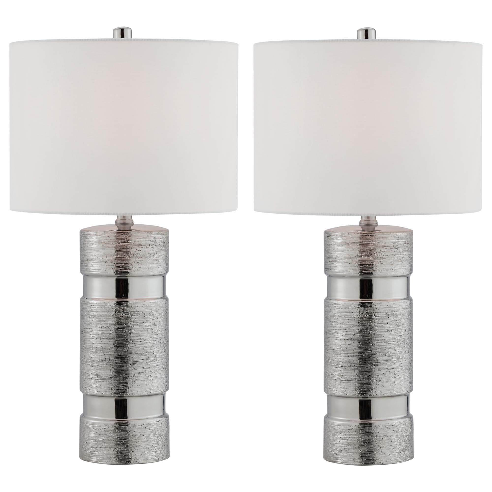 Lite Source Lucano Table Lamp in Silver (Set of 2)