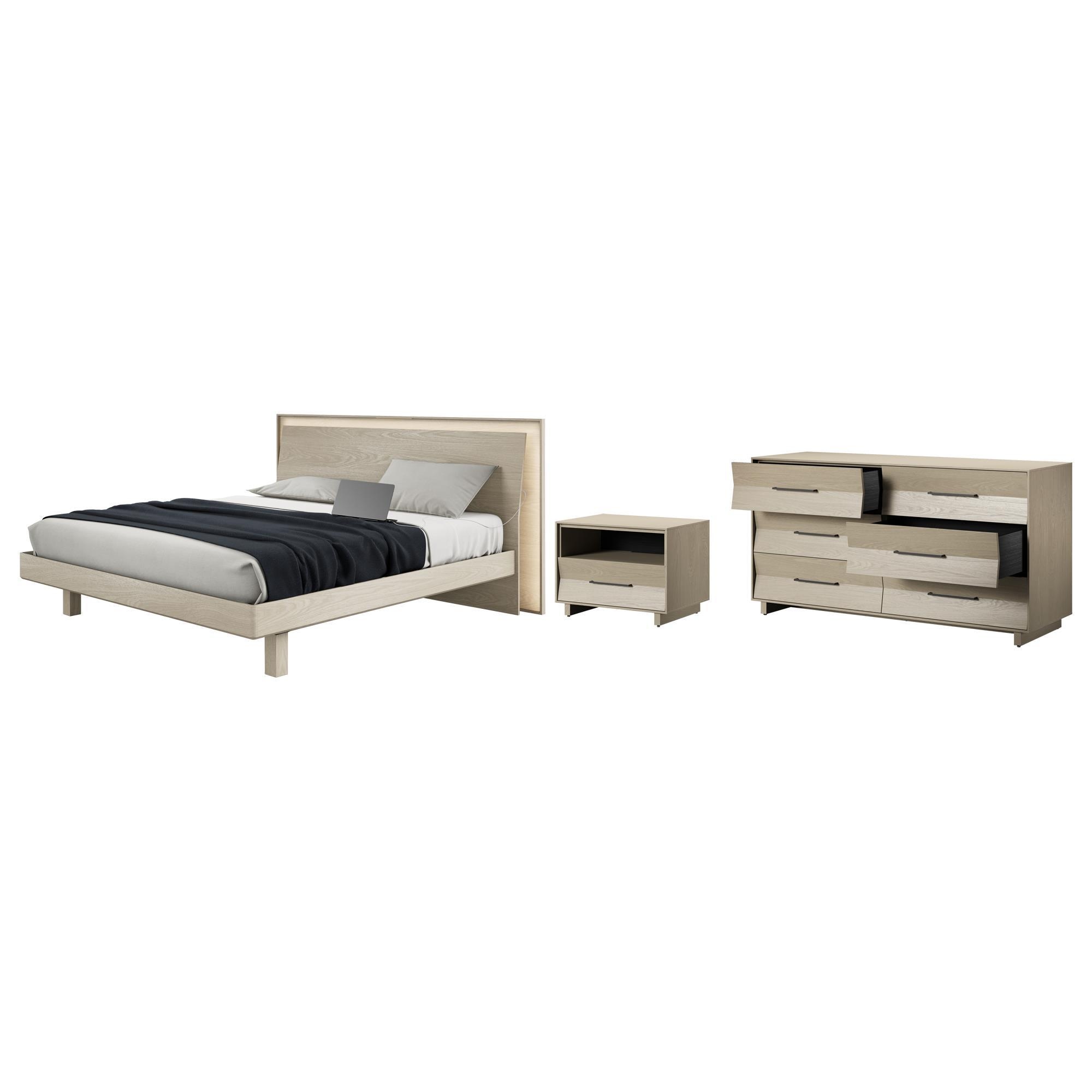 BDI Kava 3-Piece King Bedroom Set in Washed Oak