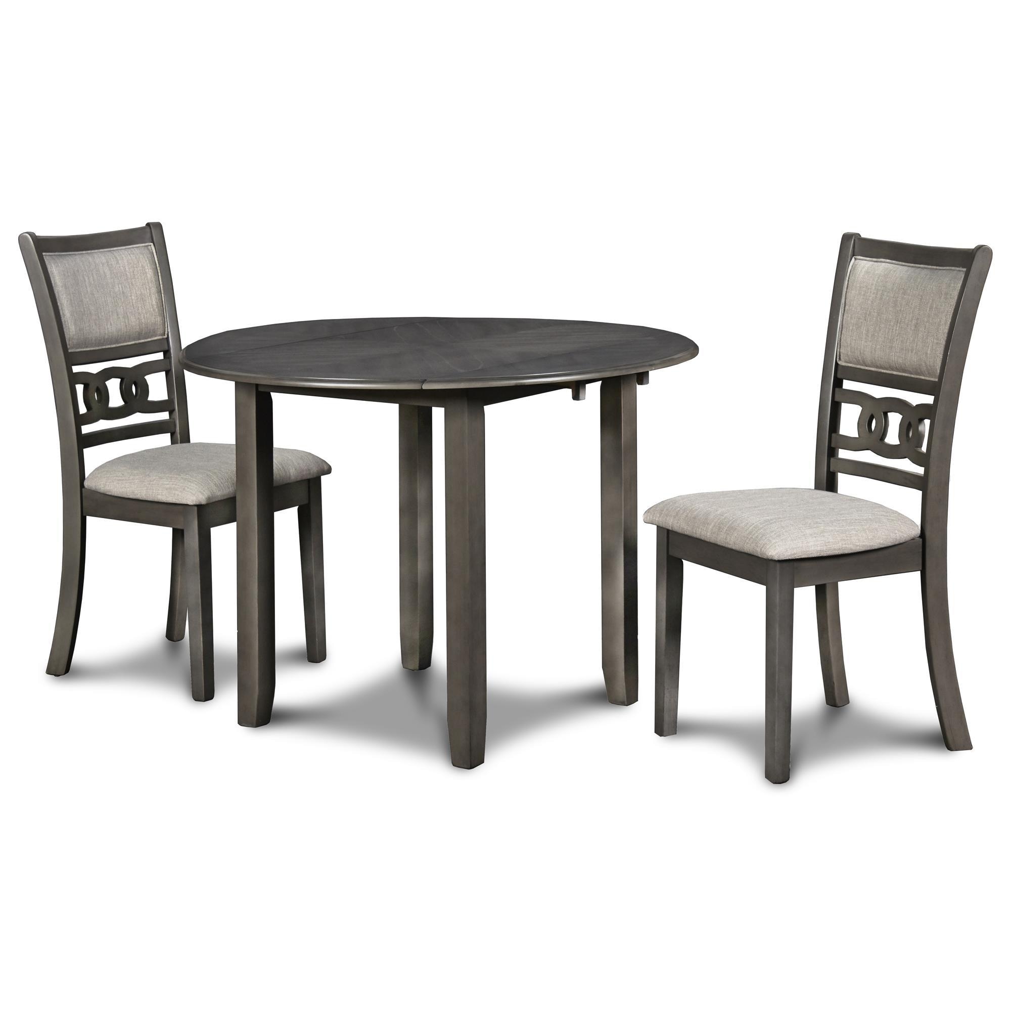 New Heritage Gia 3-Piece Round Dining Set in Gray