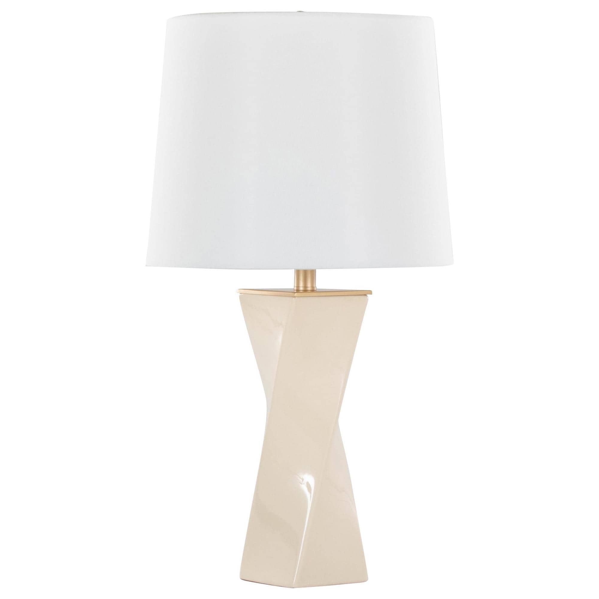 Grandview Gallery Curvo Square Table Lamp in Cream and Gold