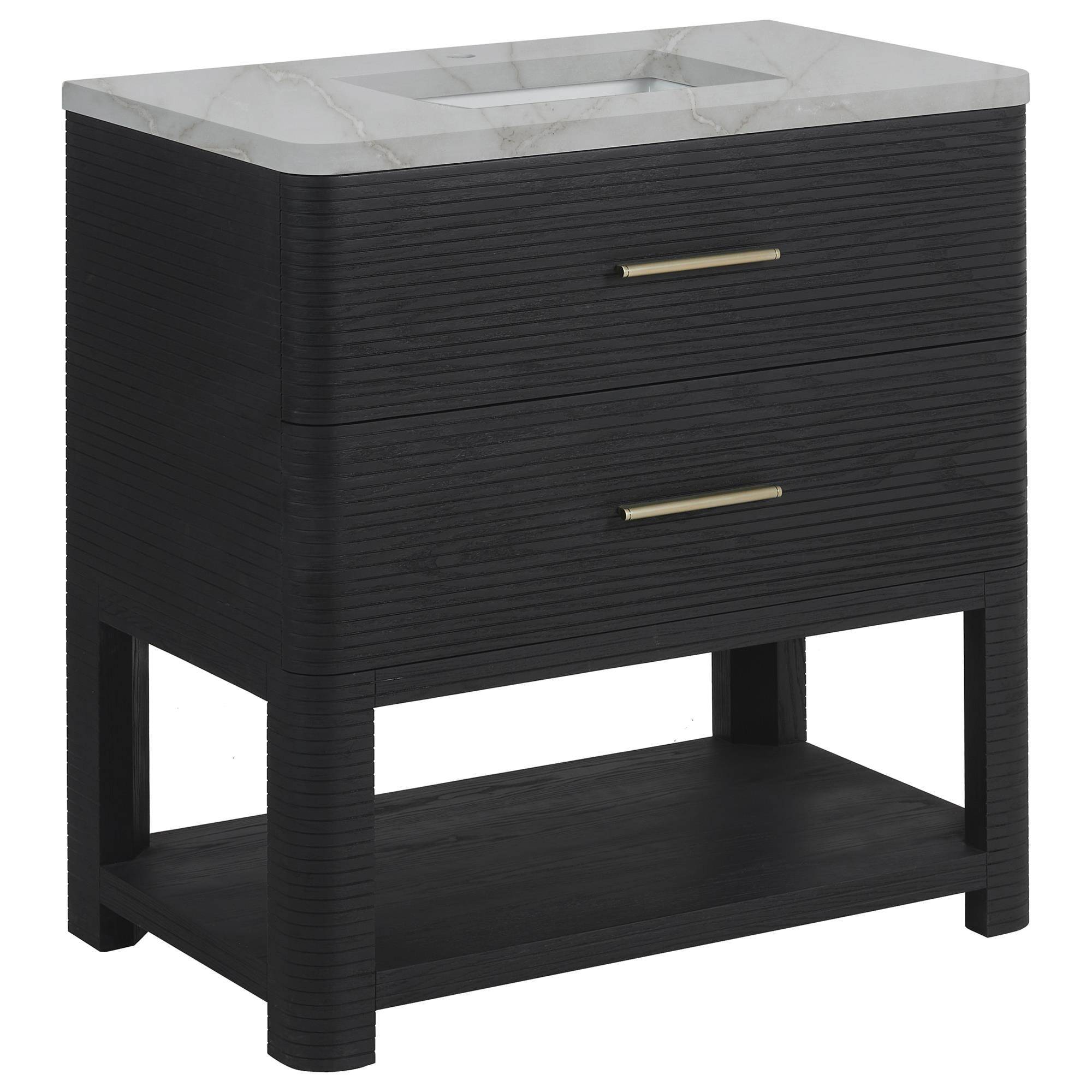 James Martin Vanities Lucian 36" Single Vanity in Carbon Oak with 3 cm ...