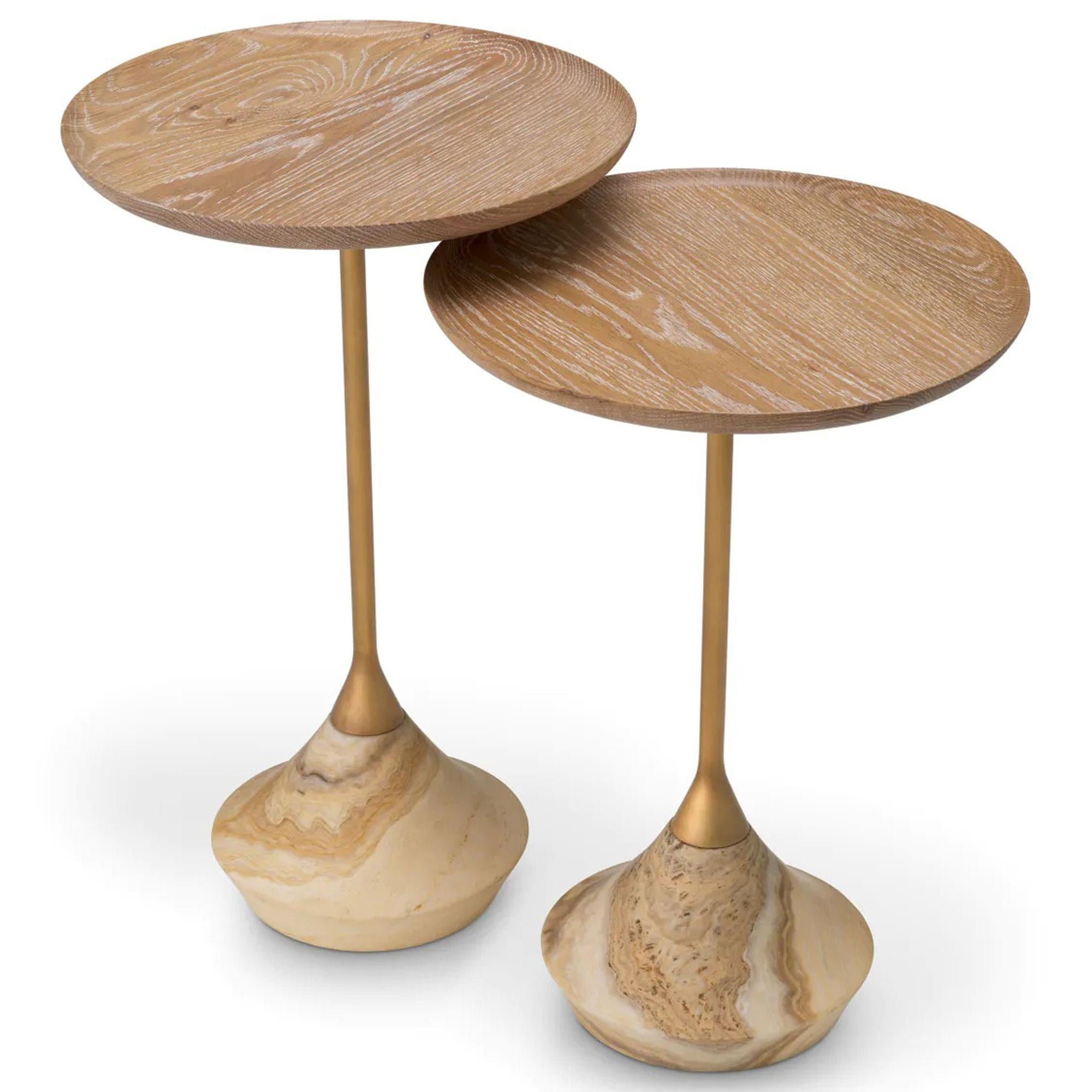 Eichholtz Puglia Side Table in Onyx and Brushed Brass (Set of 2)