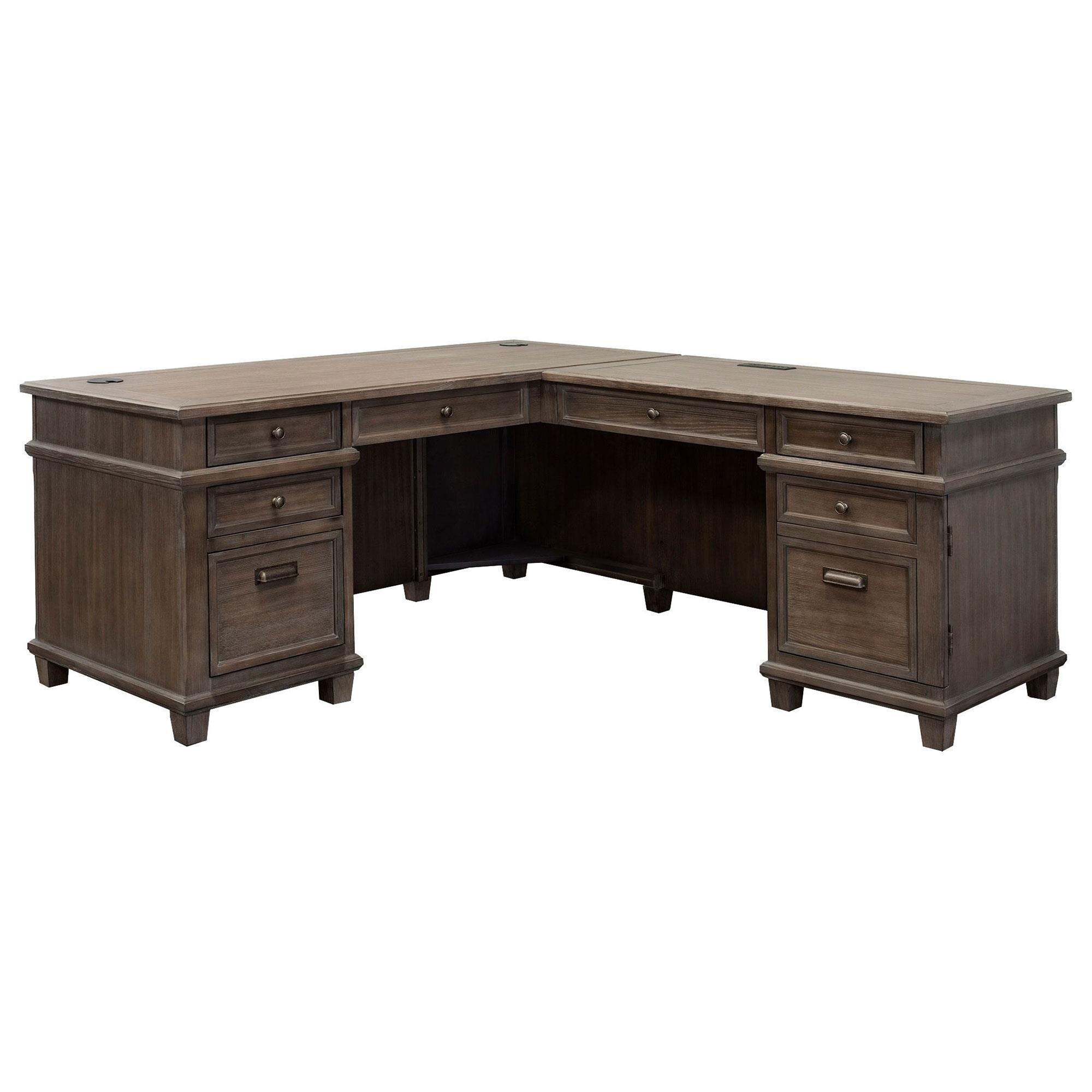 Martin Furniture Carson L-Shaped Right Return Desk in Weathered Dove