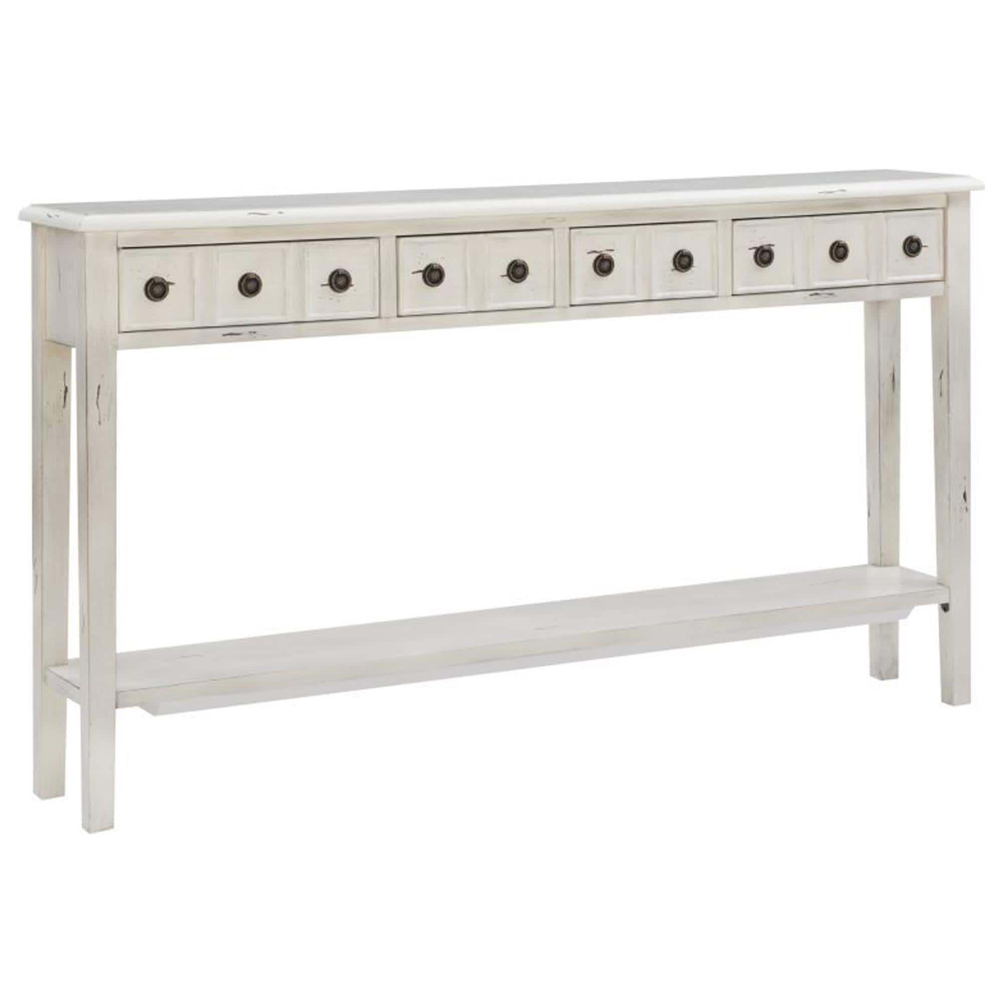 Linden Boulevard Sadie Long Console Table in Distressed Cream