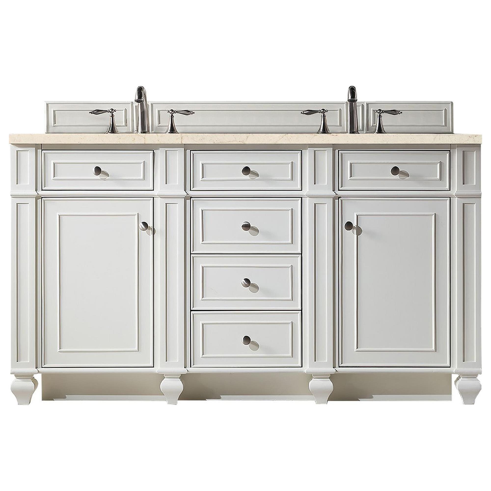 James Martin Vanities Bristol 60" Double Bathroom Vanity in Bright White with 3 cm Eternal ...