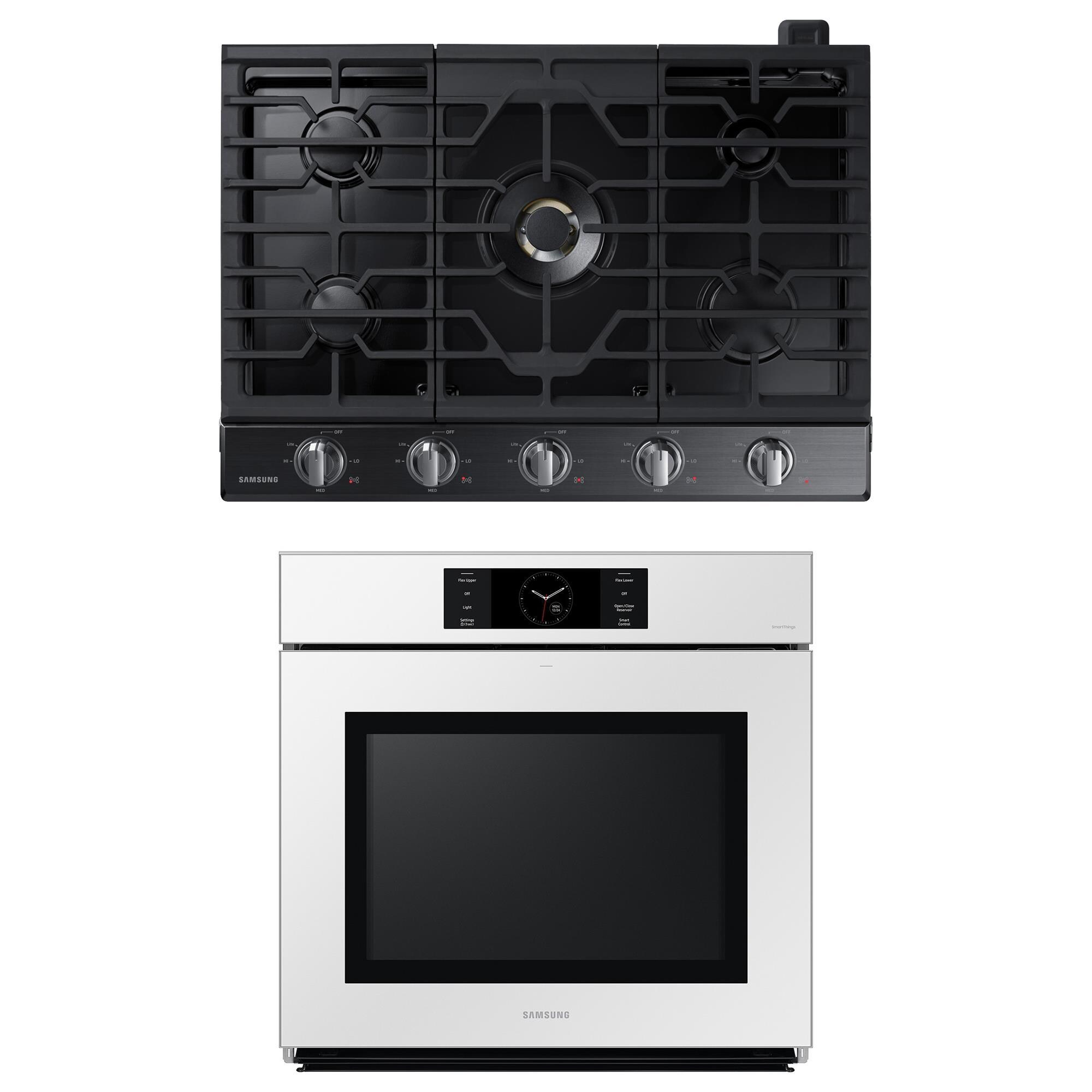 Samsung 2-Piece Kitchen Package with White 30" Single Wall Oven and ...