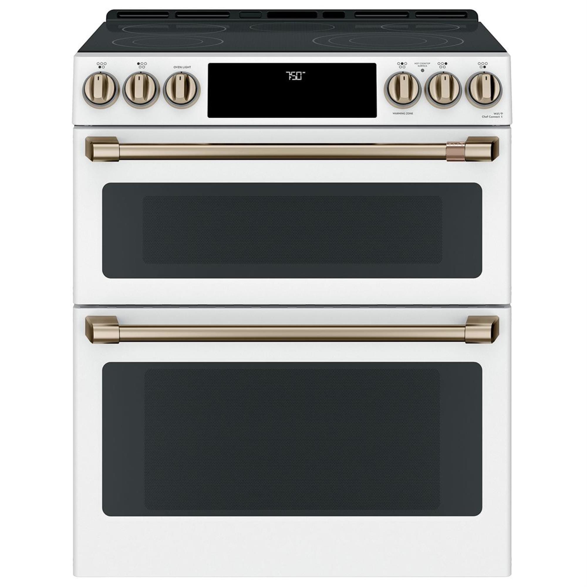 Cafe 30" Slide-In Double Oven Electric Range in Matte White