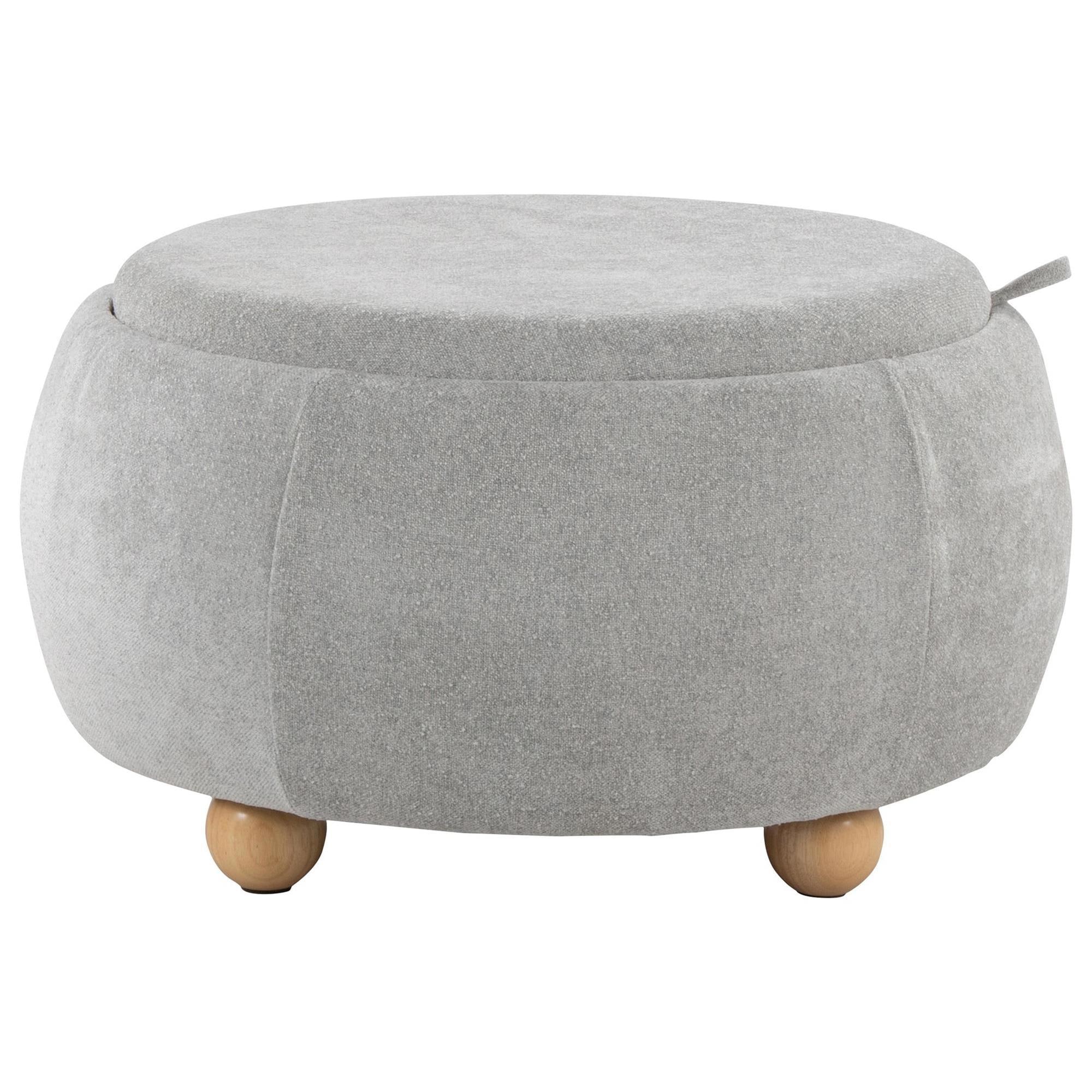 Lumisource Tray Storage Pouf with Leg in Light Grey
