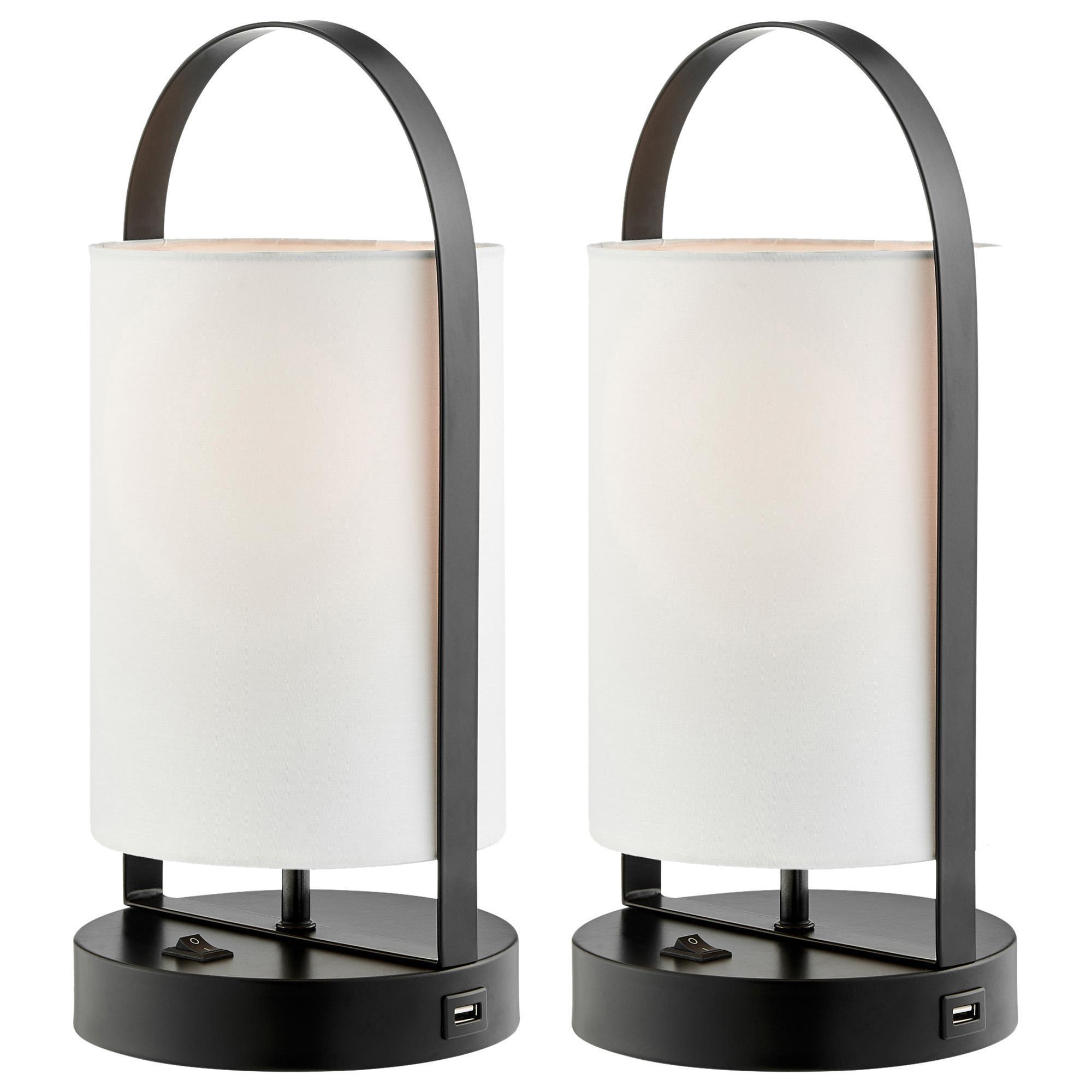Lite Source Obelia Table Lamp with USB Port in Black (Set of 2)