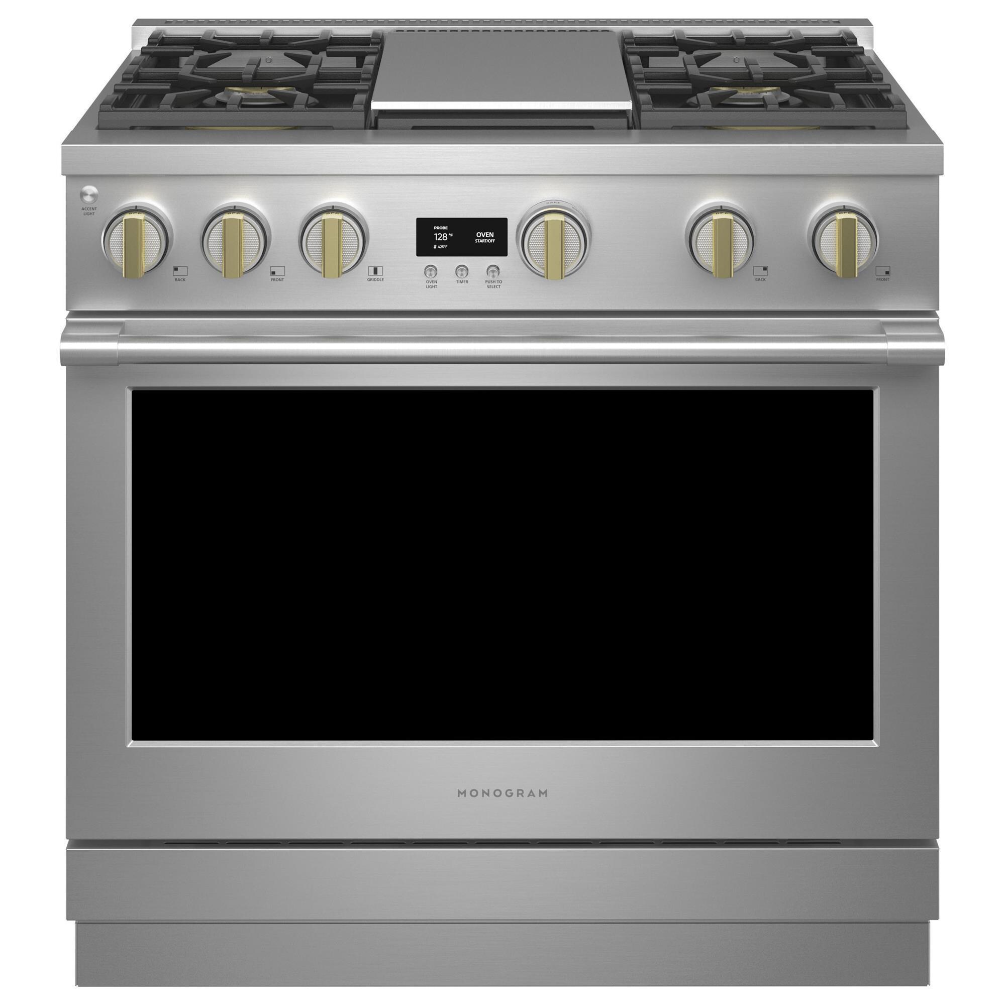 Monogram 36" All Gas Professional Range with 4 Burners and Griddle in ...