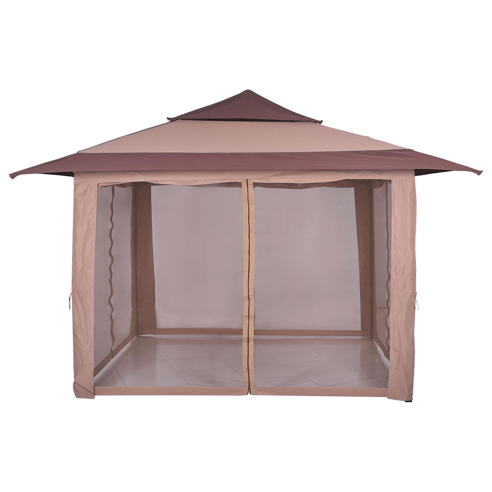 Furniture of America Saule 12' Square Patio Gazebo with Around Netting ...